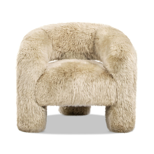 Rosdorf Park Avalon 35" Genuine Sheepskin Fur Split Barrel Back Accent ...