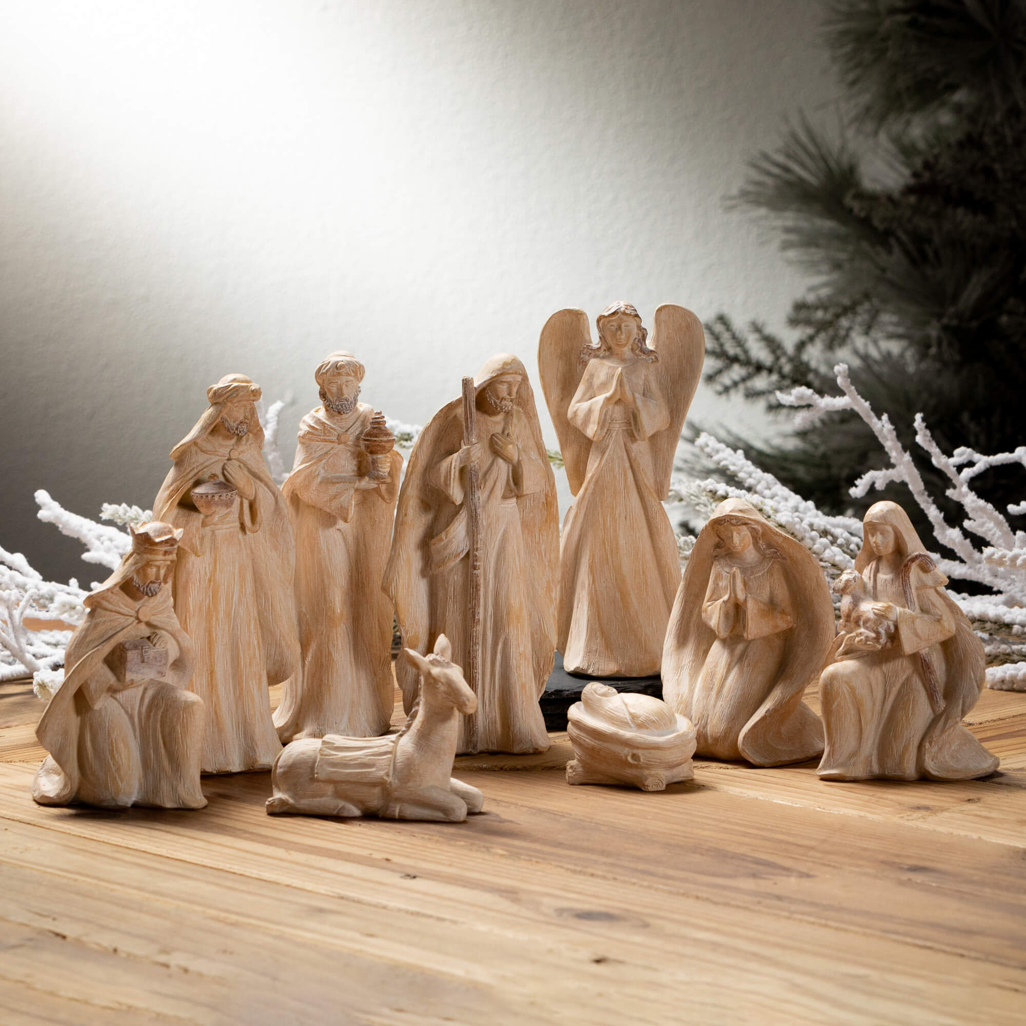The Holiday Aisle® 7.25" Christmas 9-Piece Neutral Nativity Set, Gray ...