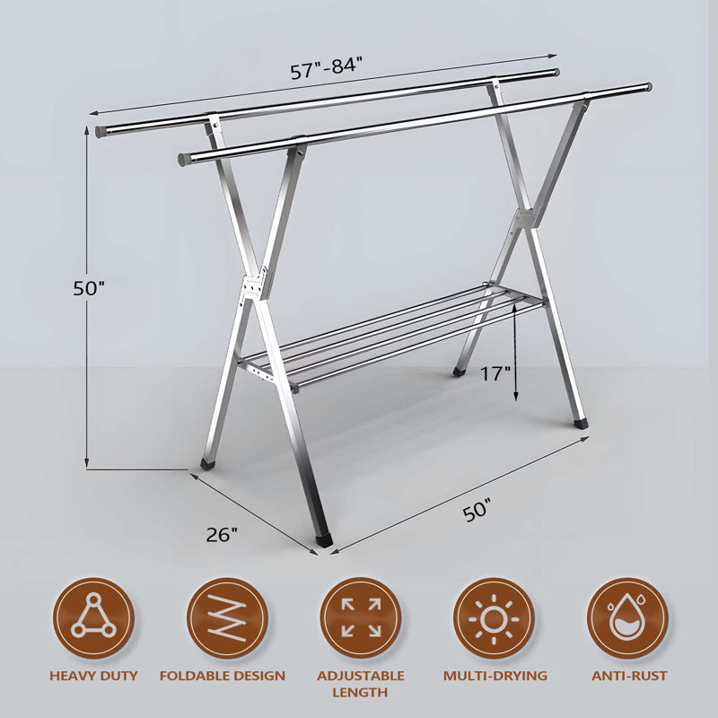 OLHAV Stainless Steel Foldable Freestanding Drying Rack | Wayfair