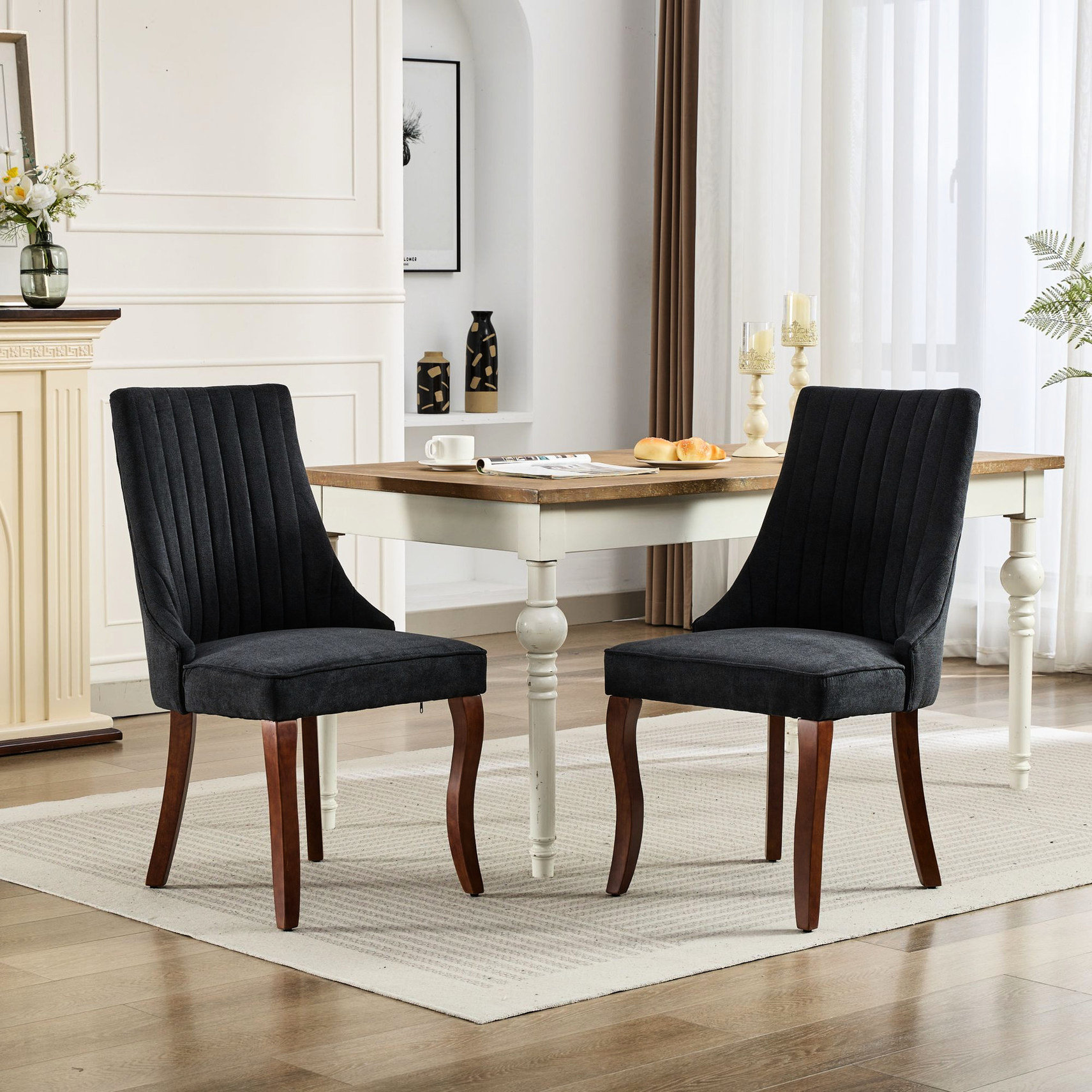 Lark Manor Wine Red Dining Chairs , Rayon Cloth Linen Upholstery ...