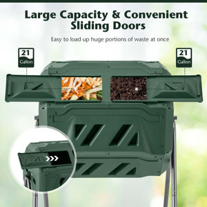 Costway 42-gal Compost Bin Dual Chamber Composting Tumbler With 2 ...