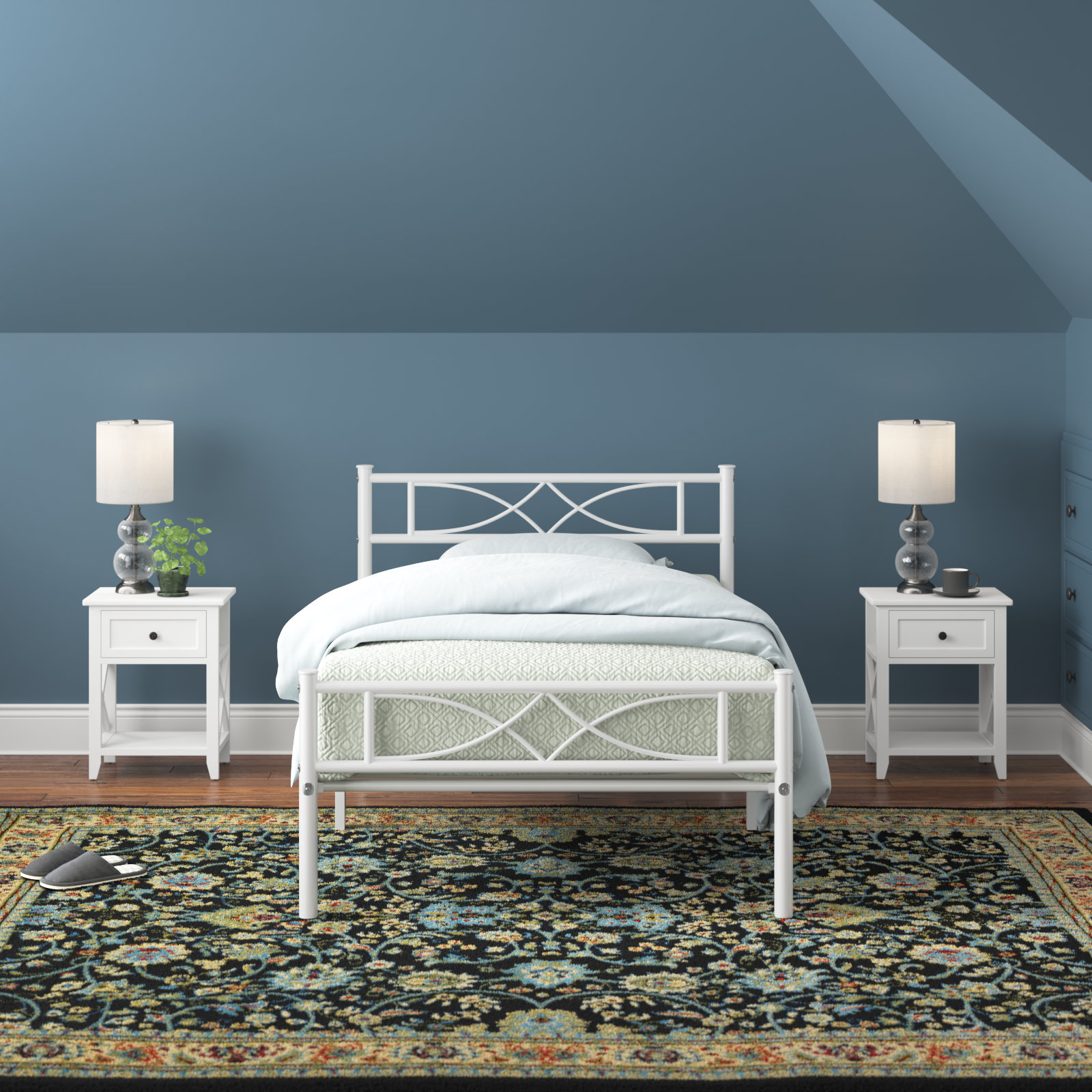 Lark Manor™ Anelis Metal Bed Frame Platform with Curved Design ...
