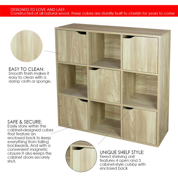 Ebern Designs Longridge Wood Storage 9 Cube Bookcase & Reviews | Wayfair