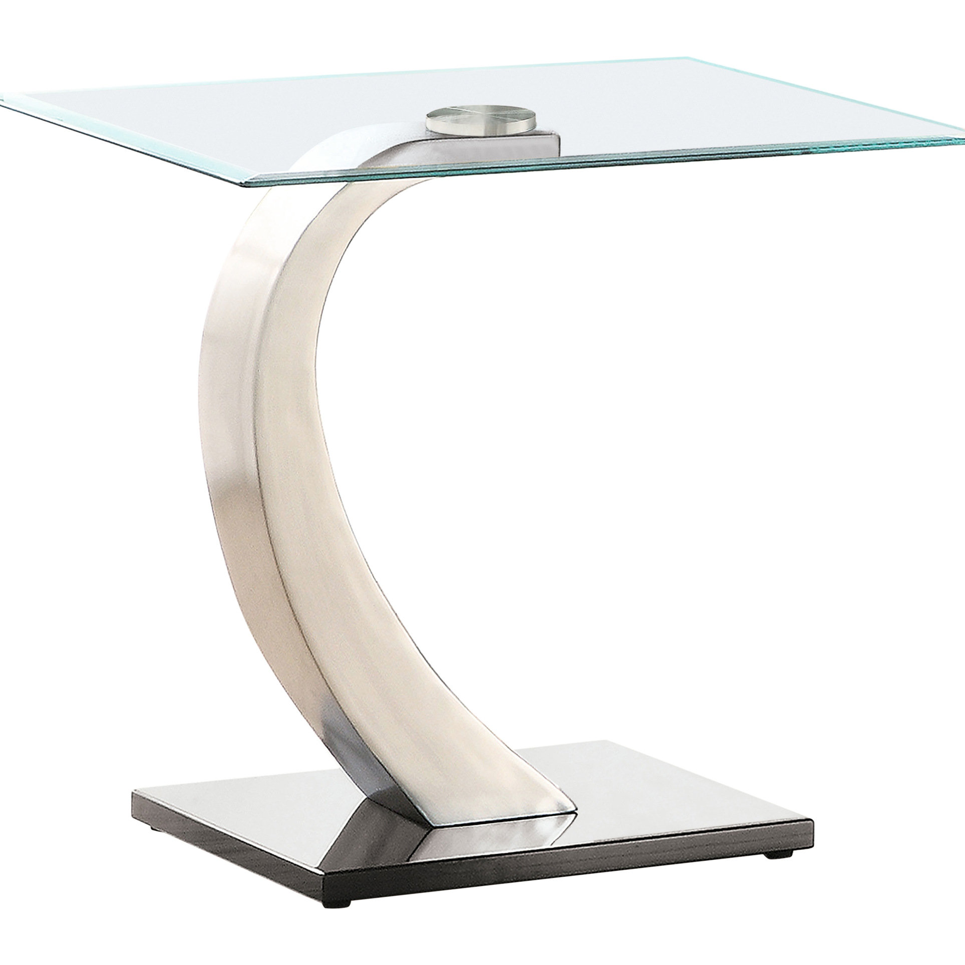 Latitude Run® Sleek Silver Rectangular Glass Top Metal End Table With ...