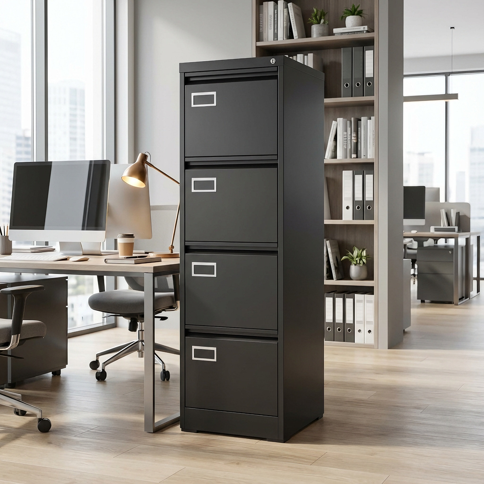 Inbox Zero 4-Drawer Vertical File Cabinet with Lock, Metal Storage ...