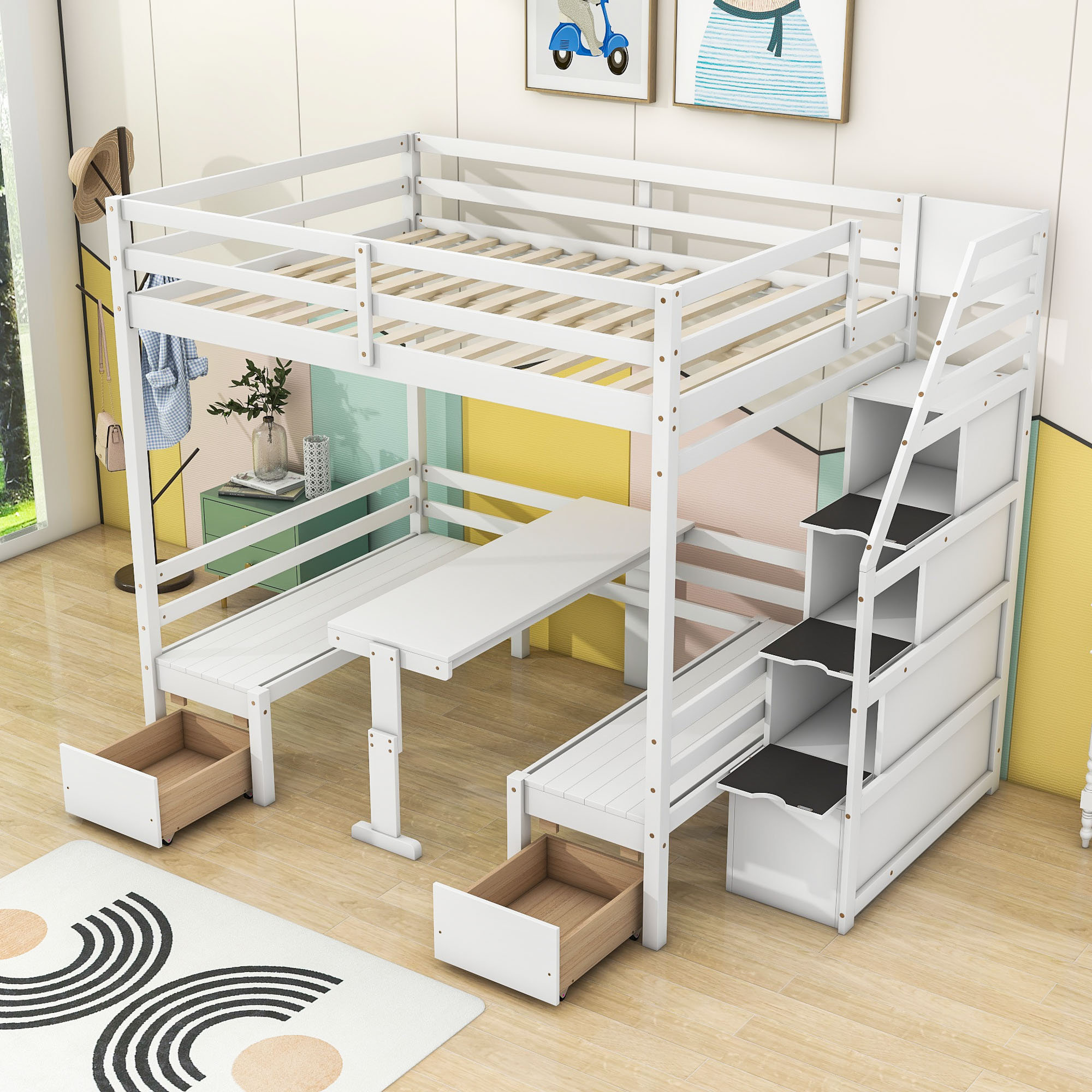 Harriet Bee Gilburt Full over Full 2 Drawer Standard Bunk Bed with ...