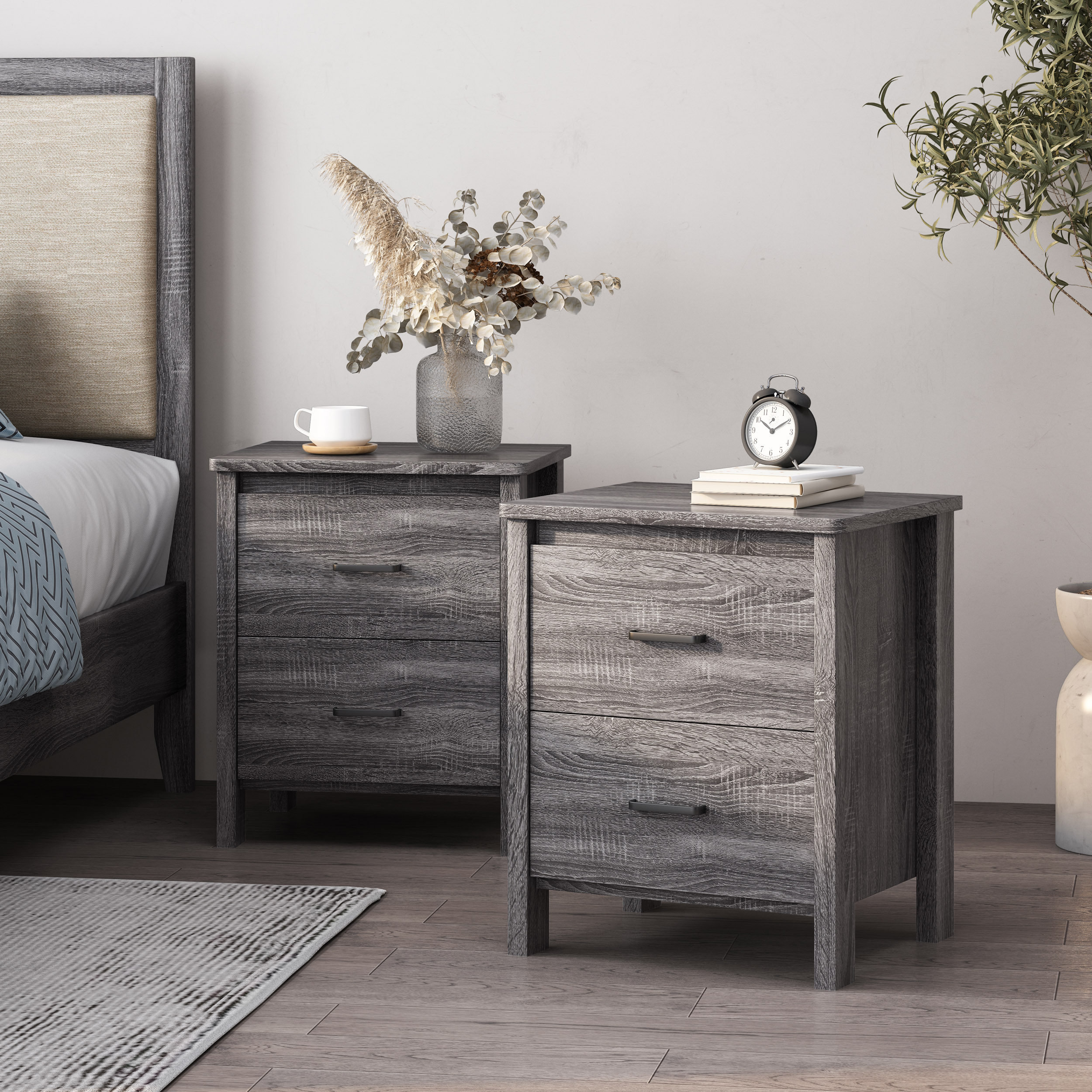 Loon Peak Ella Faux Wood 2 Drawer Nightstands (Set Of 2) - Wayfair Canada
