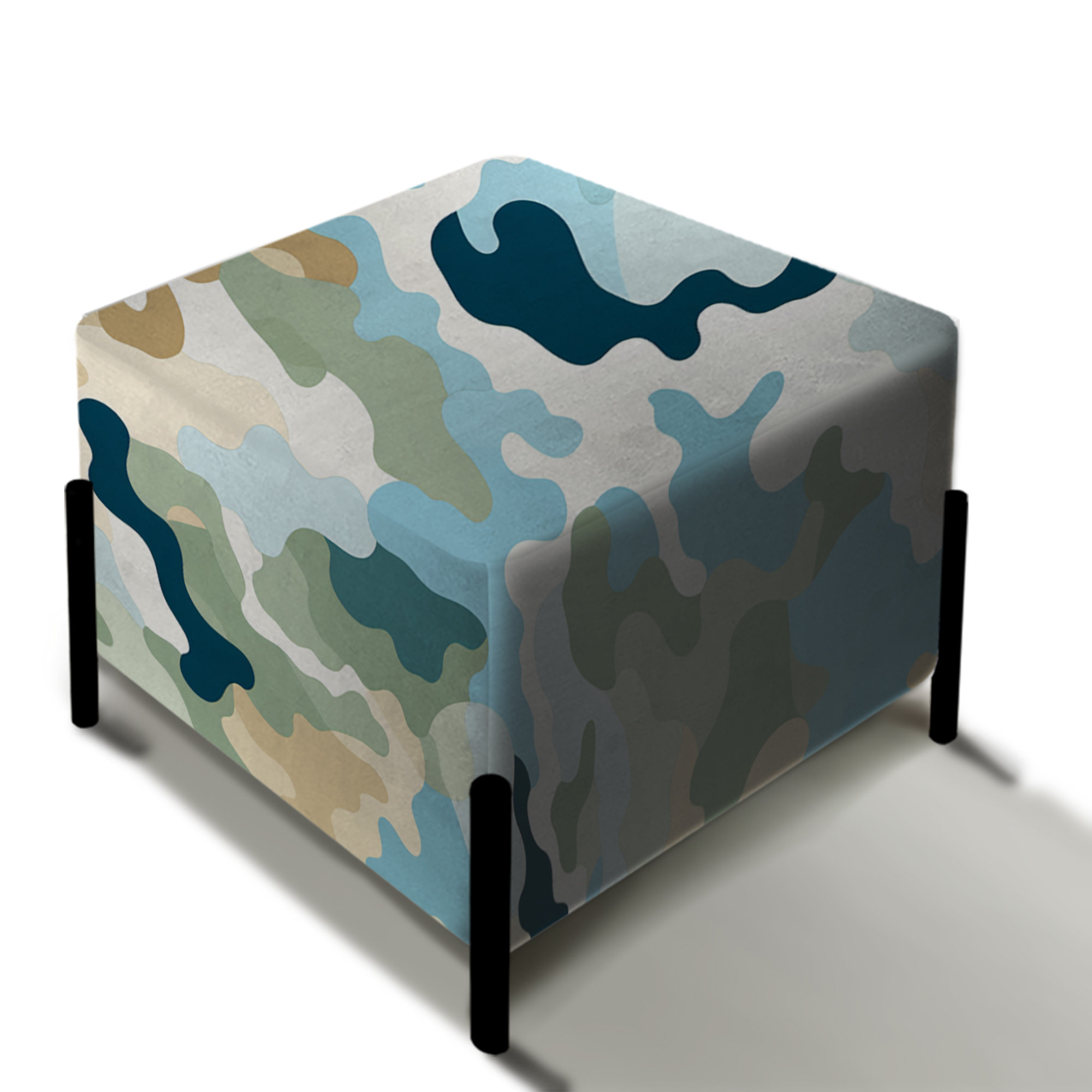 Design Art Oasis Camouflage Blend - Camouflage Square Ottoman | Wayfair