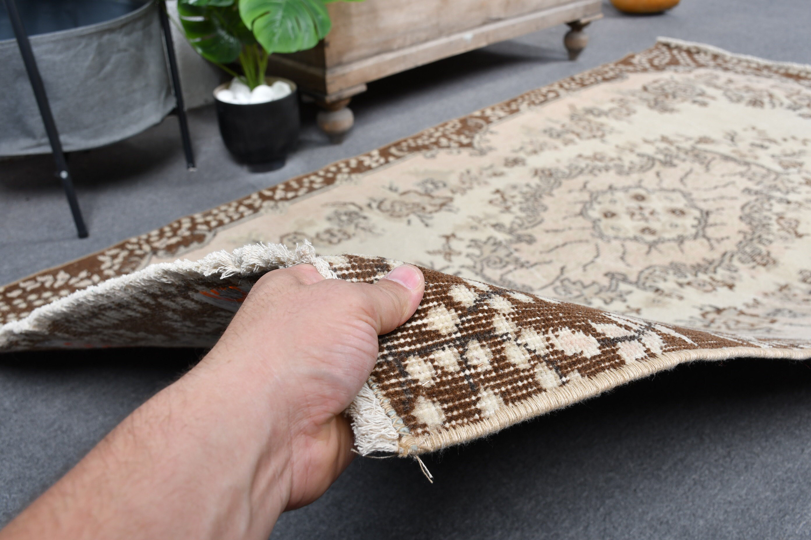 Bungalow Rose Classic Beige Turkish Anatolian Rug - Vintage Wool Area ...