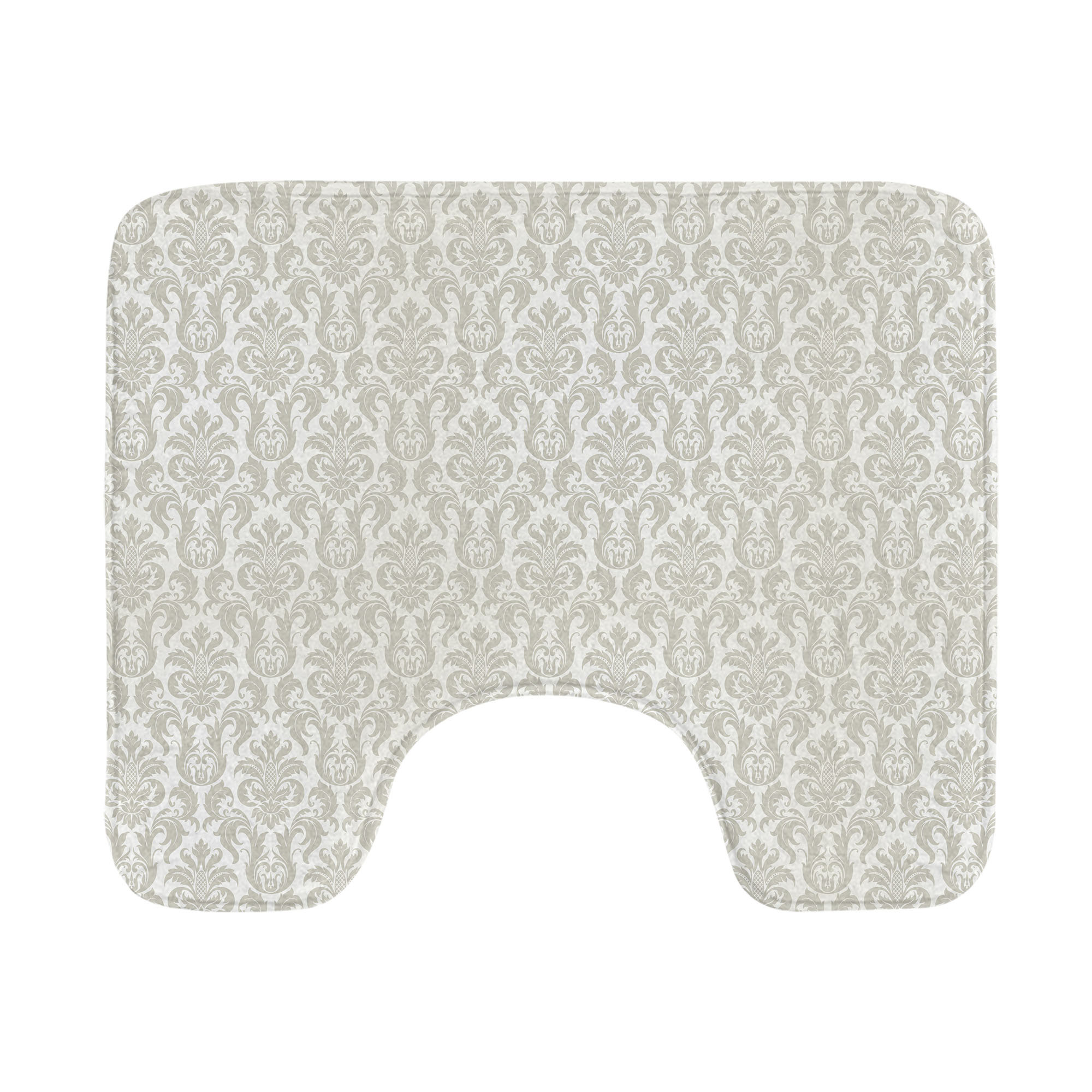 East Urban Home Damask Toilet Mat U-Shape Bathroom Rug 20" Cream Beige ...