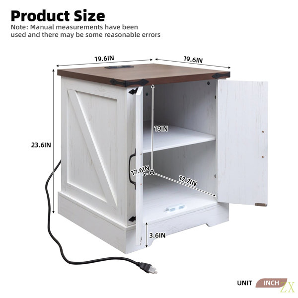 August Grove® Farmhouse End Table With Charging Station, Rustic Wood ...