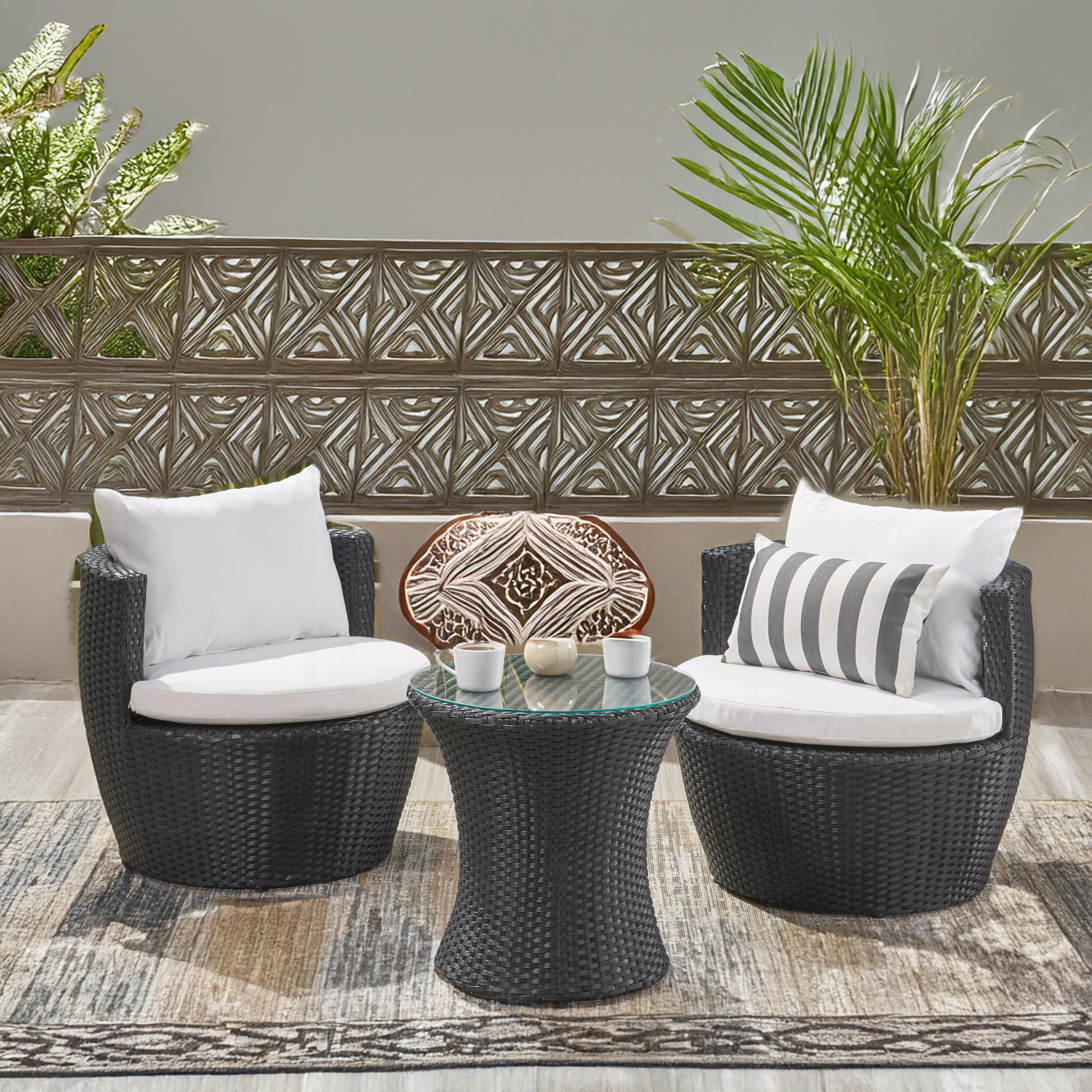 Lark Manor™ Comfortable 3-Piece Outdoor Chat Set for Relaxing and ...