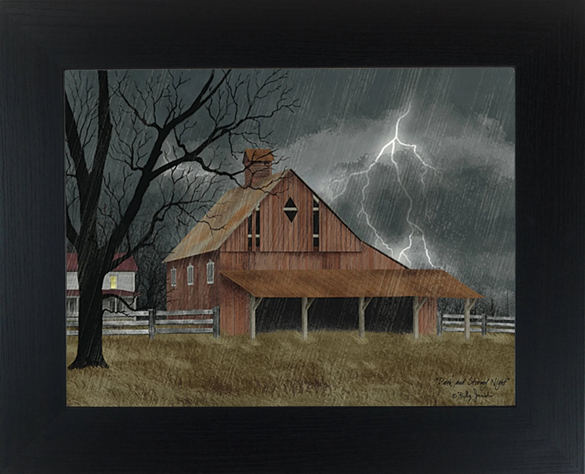 August Grove® Dark And Stormy Night Barn Farm Framed Art Billy Jacobs ...