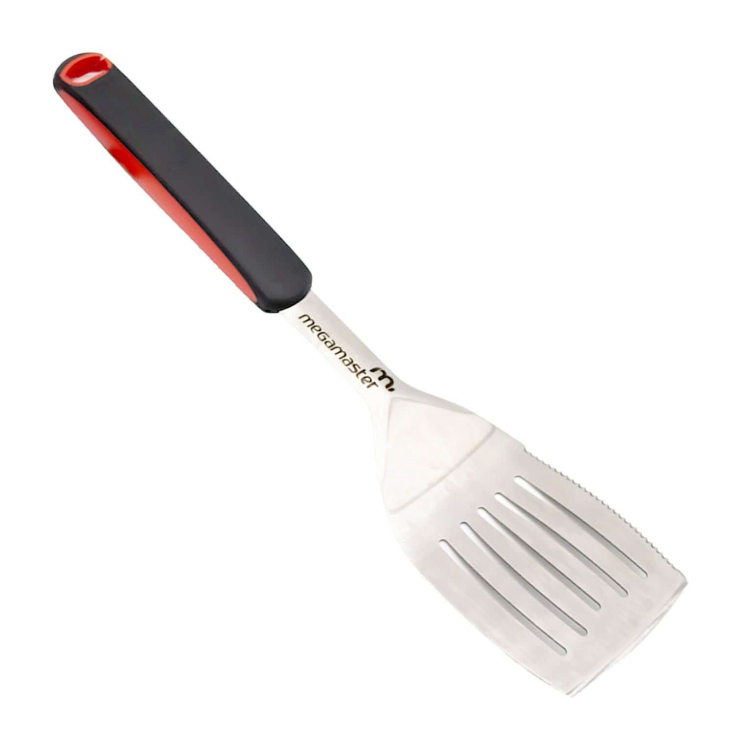 Megamaster Stainless Steel Grill Spatula, BBQ Tool with Red & Black ...