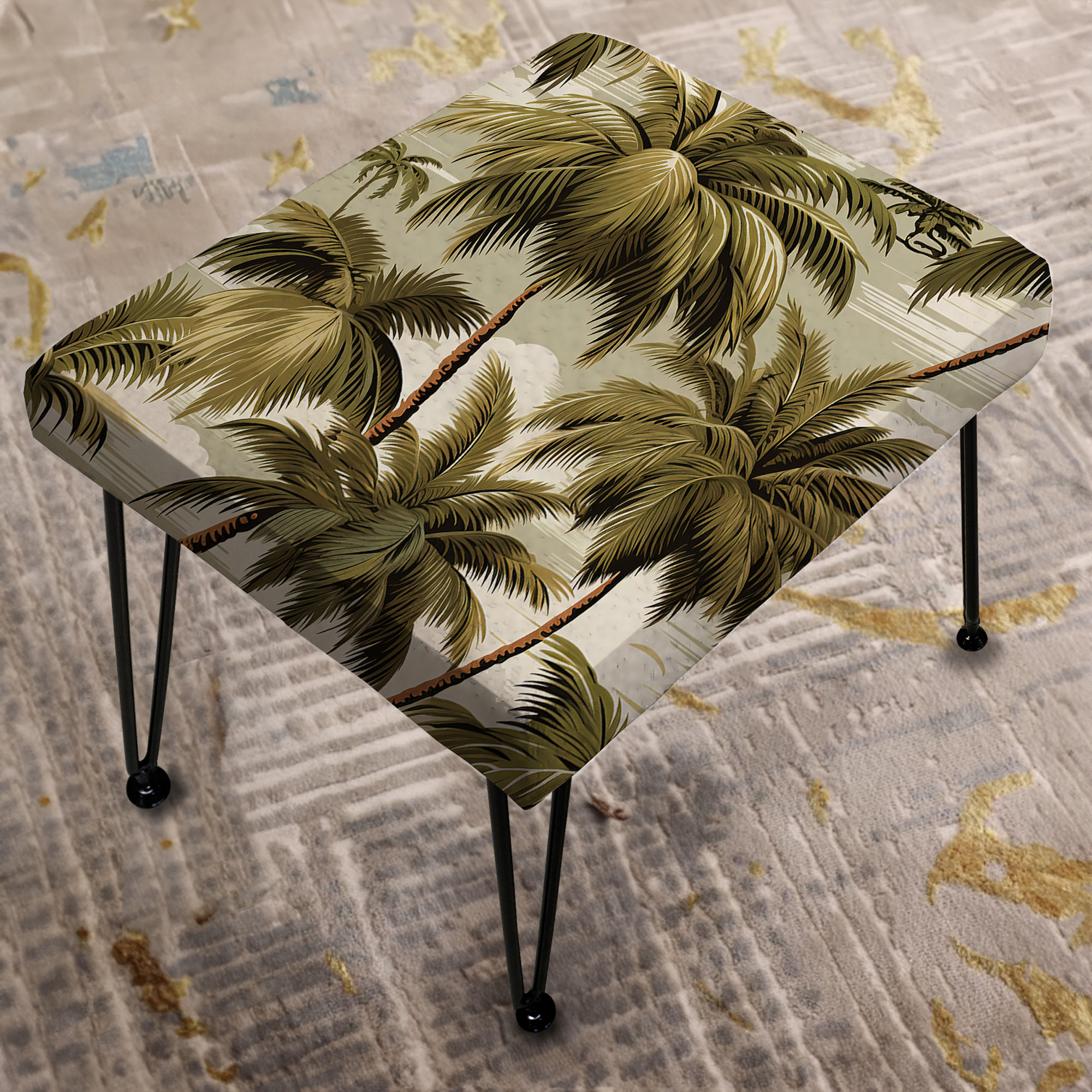 Design Art Tranquil Palms Tropical Pattern - Tropical Rectangle Ottoman ...