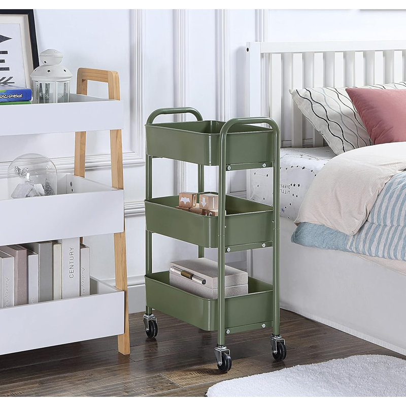 Granij 3-Tier Delicate Compact Rolling Metal Storage Organizer Mobile ...