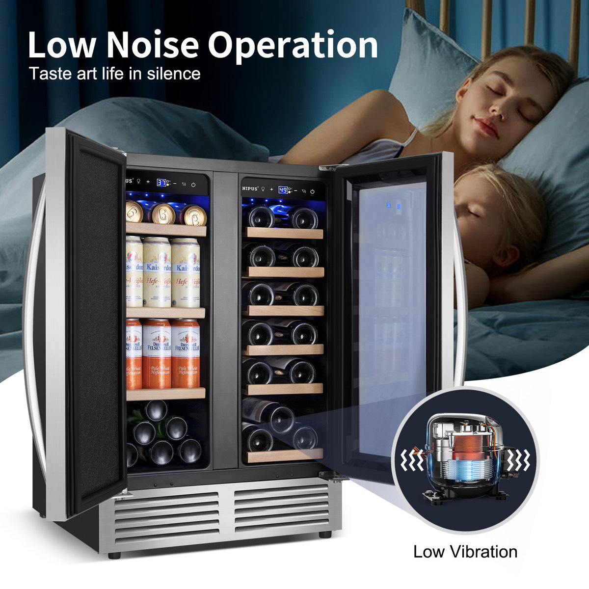 Nipus 24 Inch Dual Zone 18 Bottle and 57 Can Wine & Beverage ...