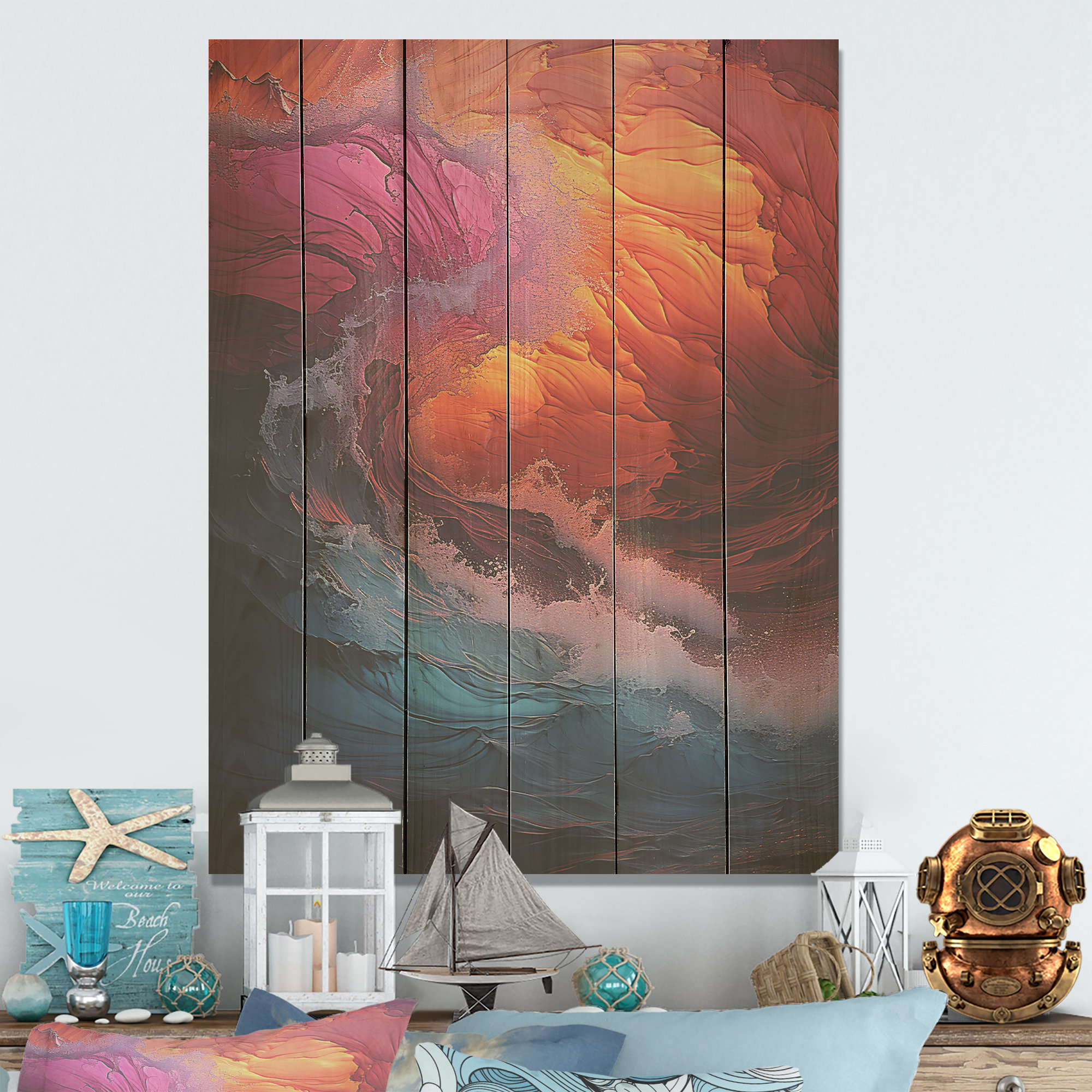 Ophelia & Co. Coral Wave Colorful Wonder - Coastal Wood Wall Art On ...