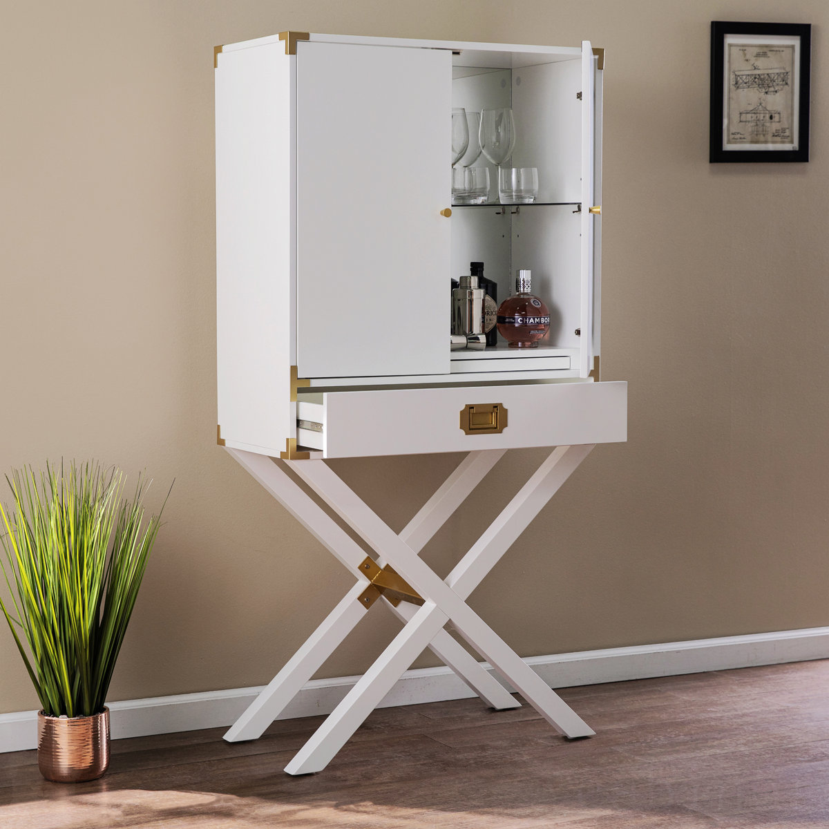 Willa Arlo™ Interiors Midway Tall Bar Cabinet & Reviews | Wayfair