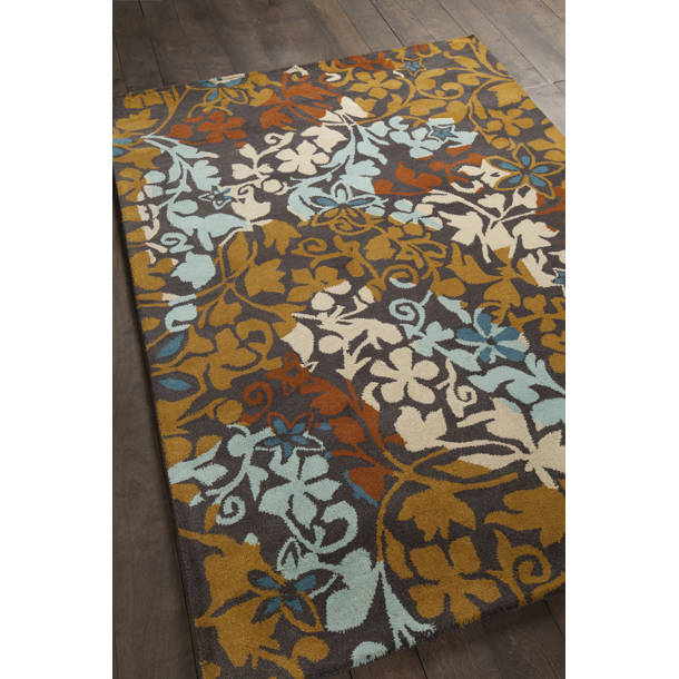 Chandra Gagan Floral Handmade Tufted Wool Yellow/Red/Blue Area Rug ...