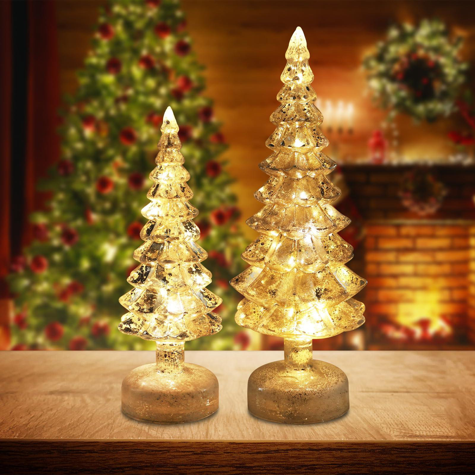 The Holiday Aisle® Pre-Lit Glass Christmas Trees: Indoor Table ...