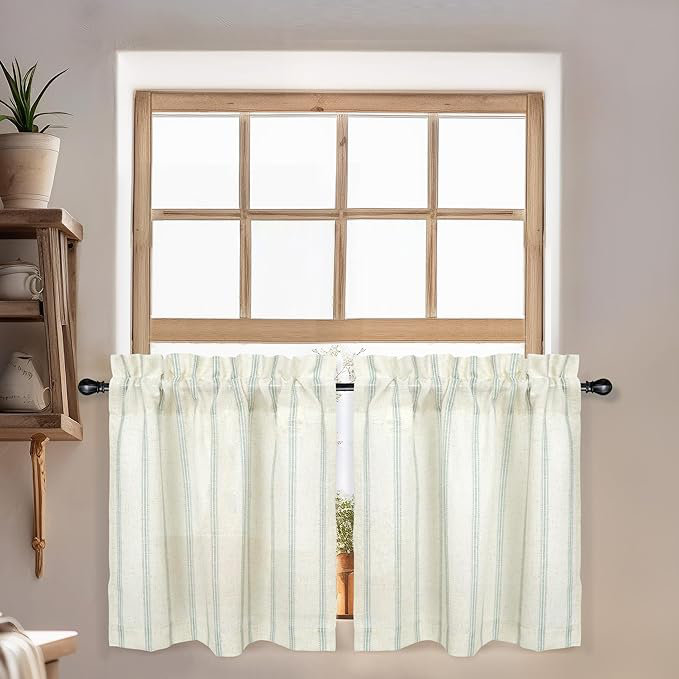 Gracie Oaks Jaylen Striped Kitchen Curtain | Wayfair