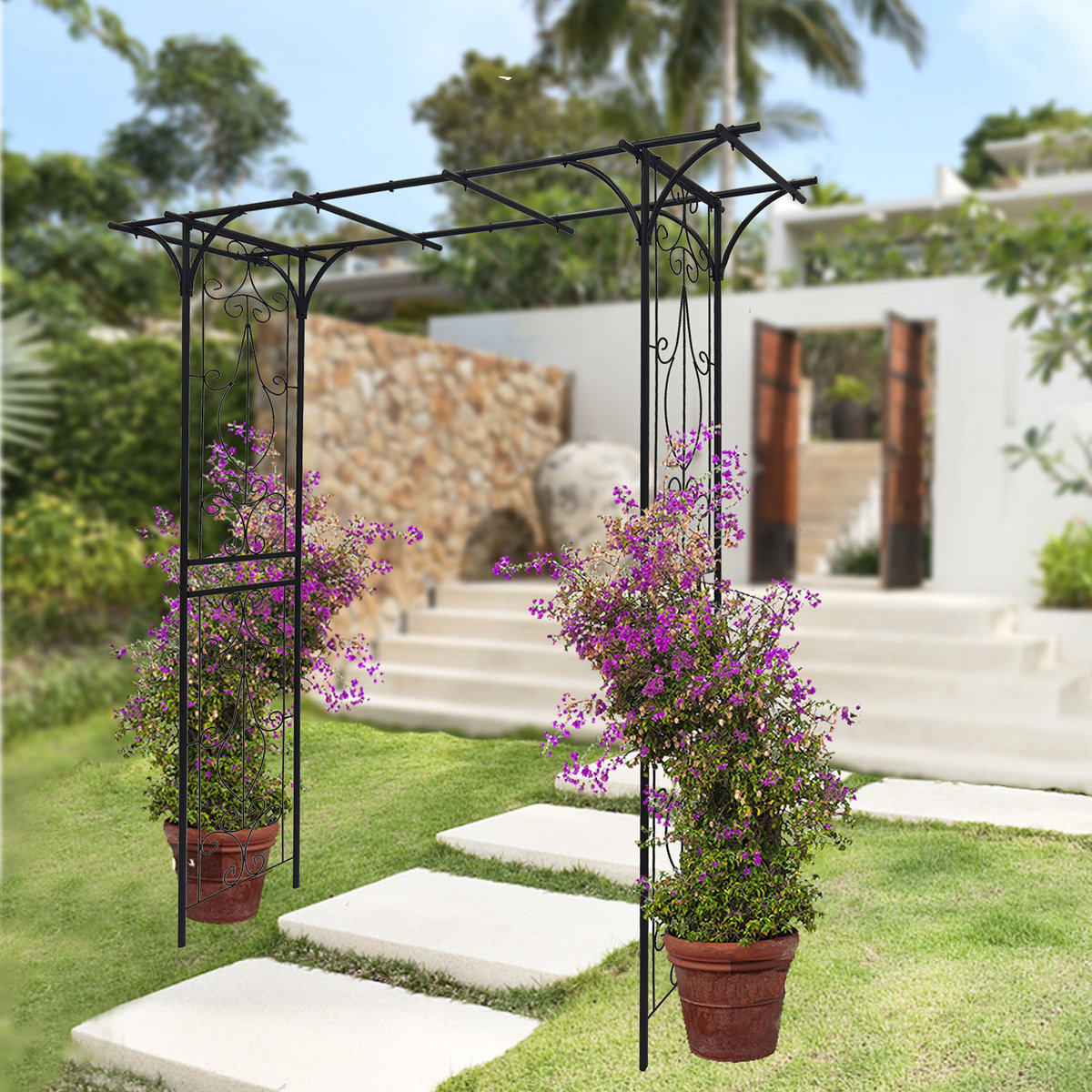 Builddecor Metal Garden Arch L80.3'' X W20.47'' X H81.1'' Climbing ...