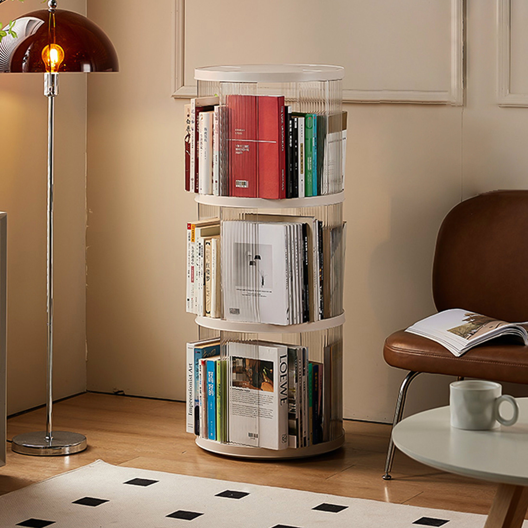 Wrought Studio™ 360° Rotating Bookshelf, Small Corner Bookcase with ...