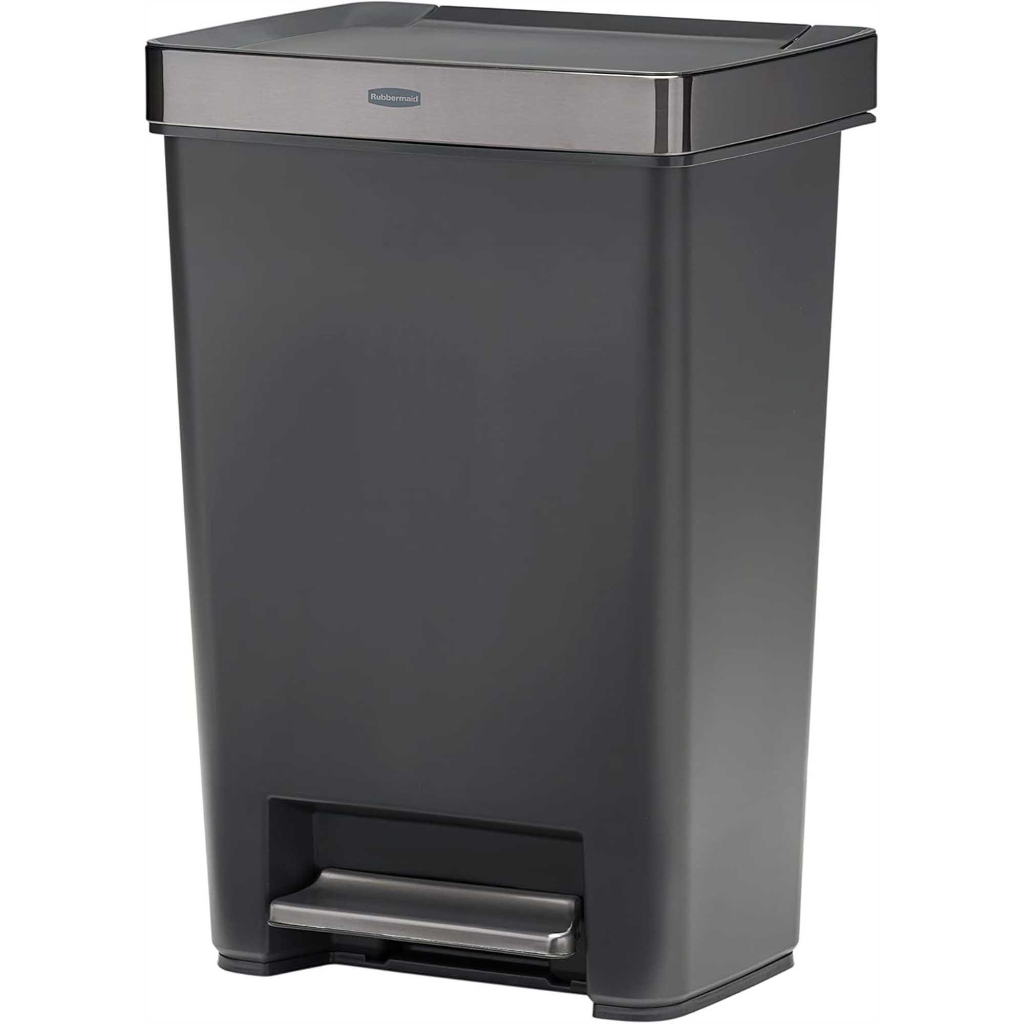 Cubiker 13 Gallon Step Trash Can, Charcoal Stainless Steel Rim Garbage ...