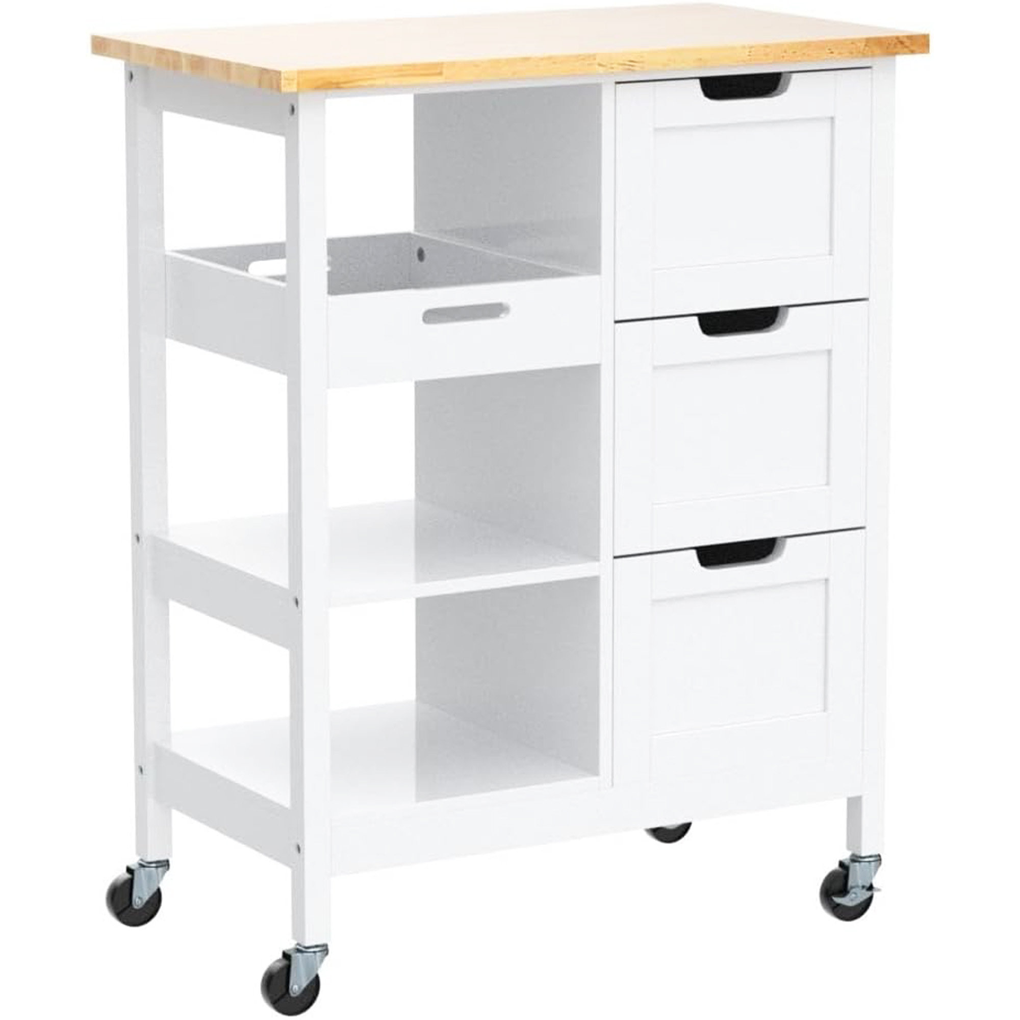 Gracie Oaks Rolling Portable Small Kitchen Island Cart On Wheels With ...
