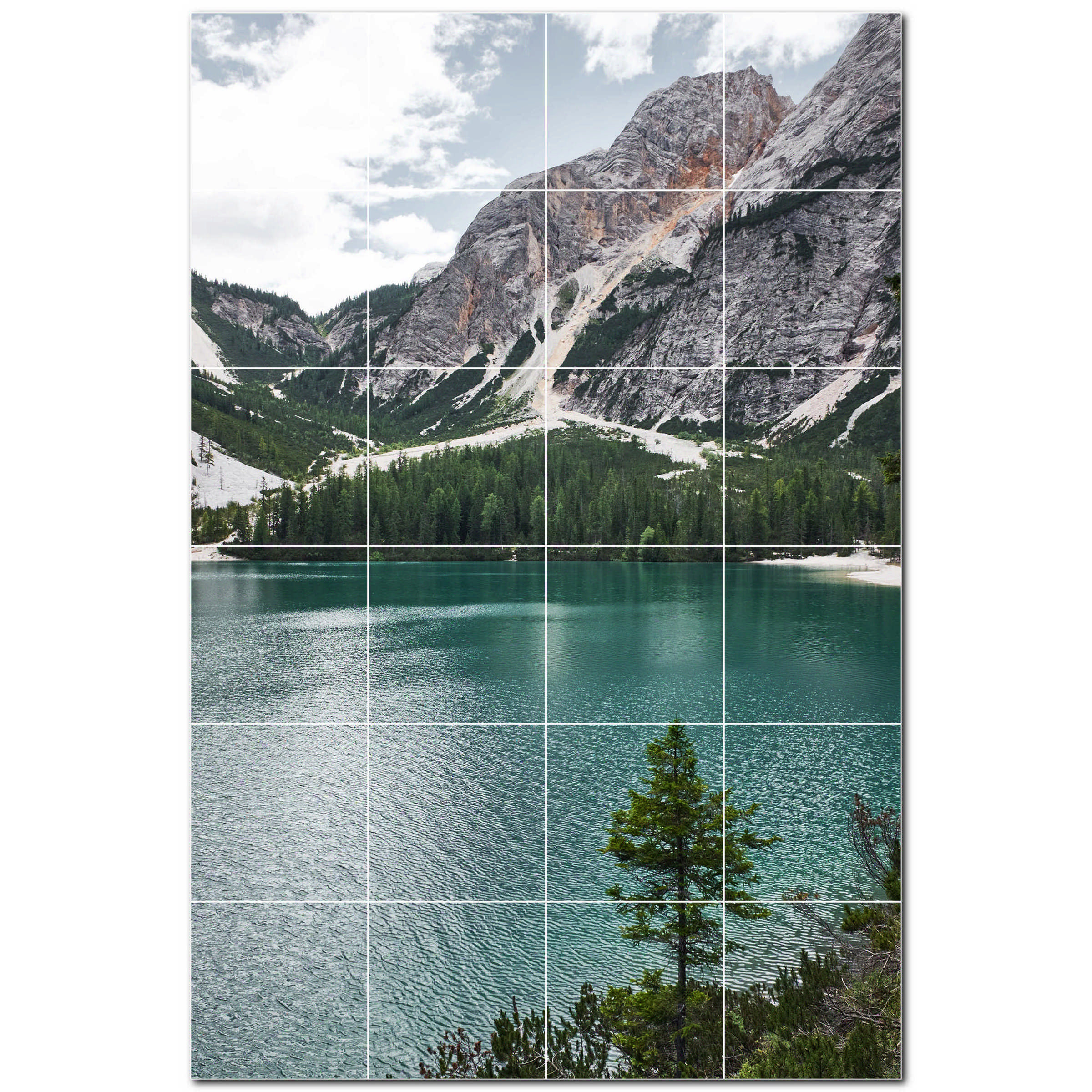 Picture-Tiles.com 72" x 48" Ceramic Mountains Photo Decorative Mural ...