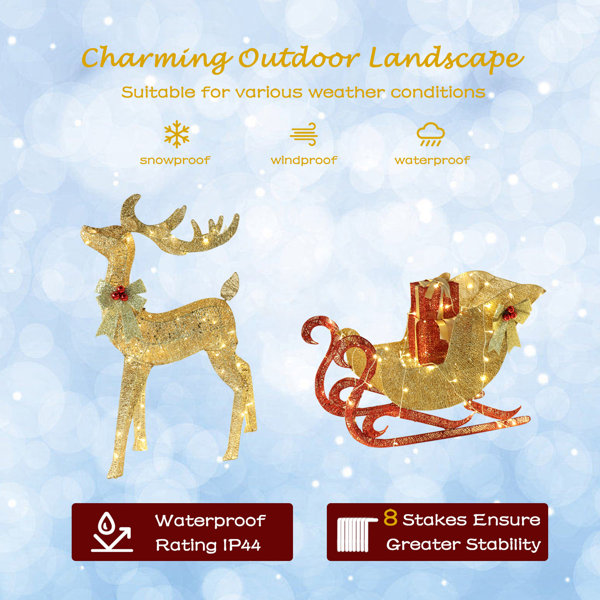 The Holiday Aisle® Reindeer & Sleigh Lighted Display | Wayfair