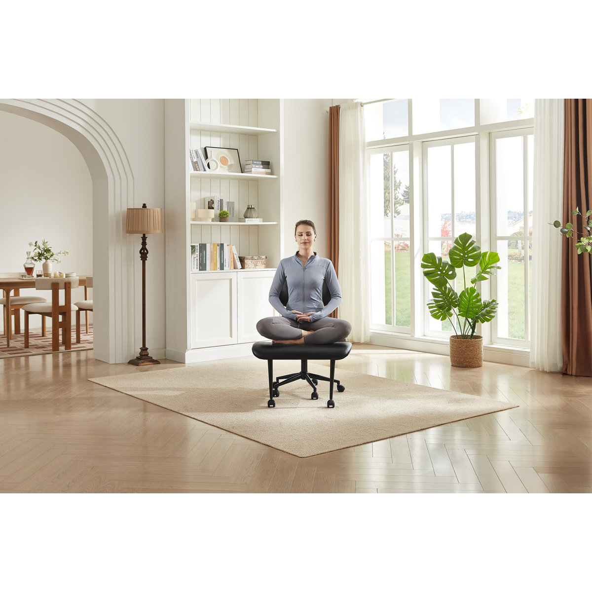 Latitude Run® Arne Upgraded Faux Leather Swivel Cross-Legged Chairs ...