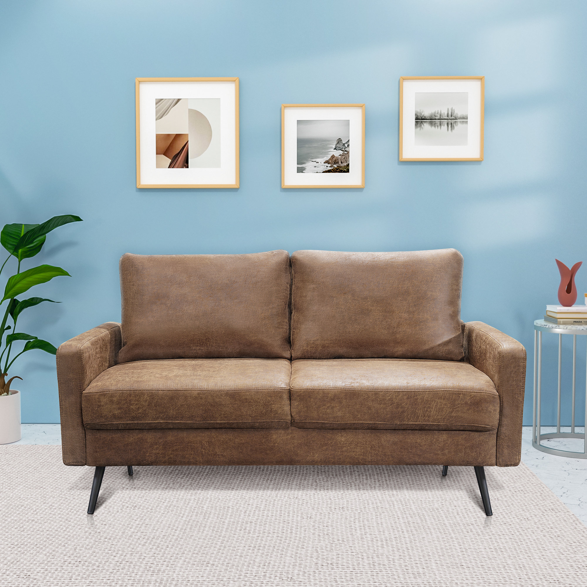 Trent Austin Design Cranford 58" Square Arm Upholstered Sofa Loveseat ...
