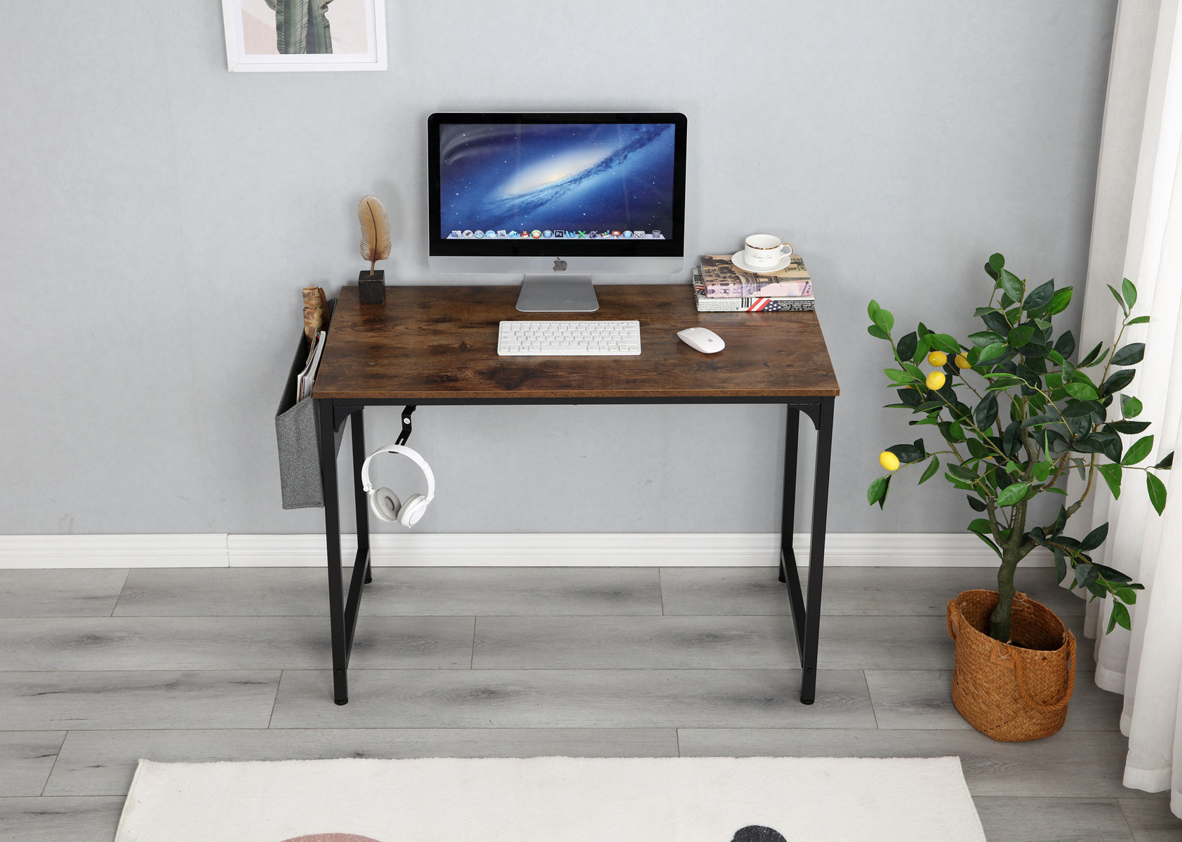 17 Stories Study Computer Desk Home Office Writing Small Desk Modern ...