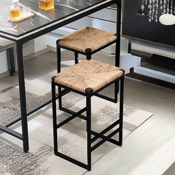 Ebern Designs Phanae 2 Water Hyacinth Woven Bar Stools & Reviews | Wayfair