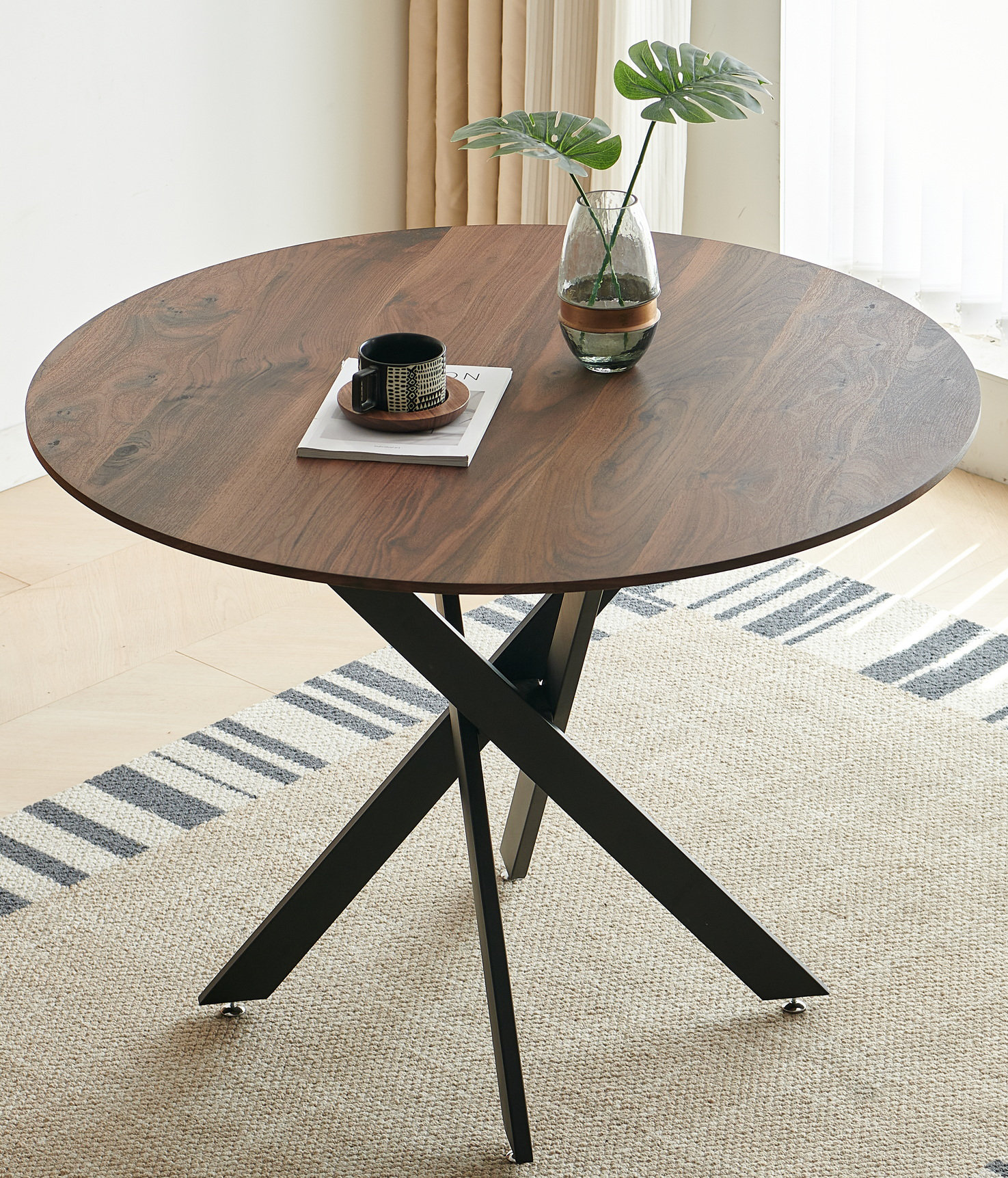 17 Stories Maximes 42" Cross Legs Round Dining Table - Wayfair Canada