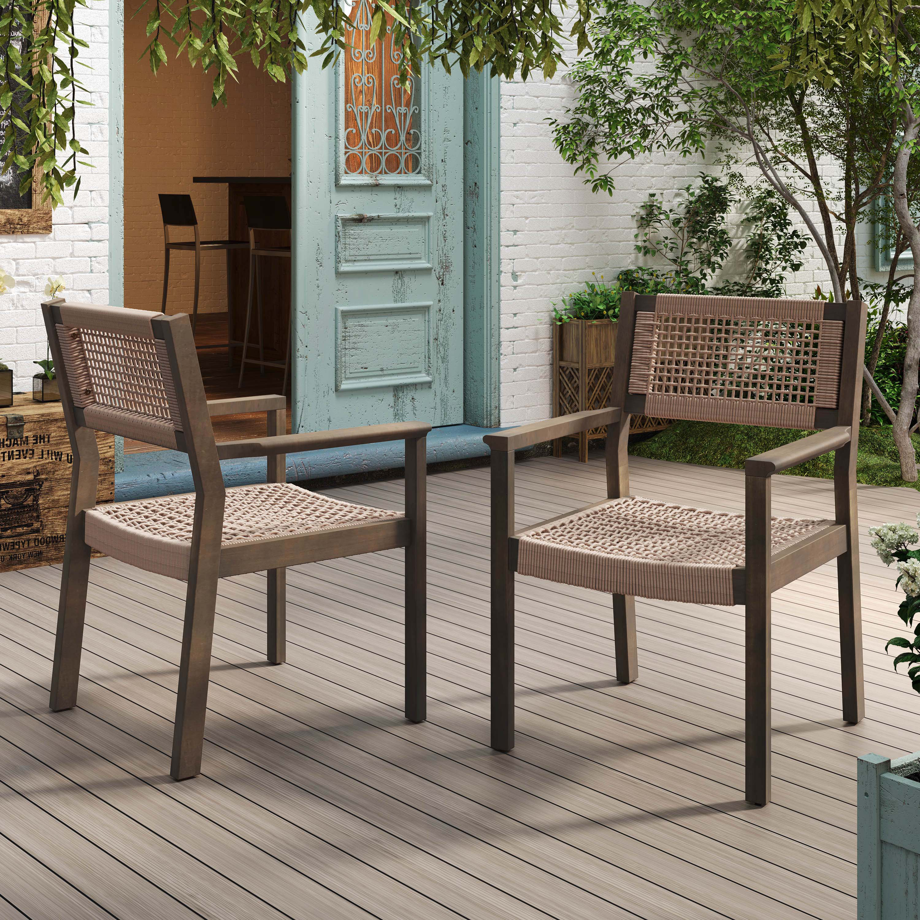 Dakota Fields Outdoor Acacia Wood Patio Dining Chairs | Wayfair