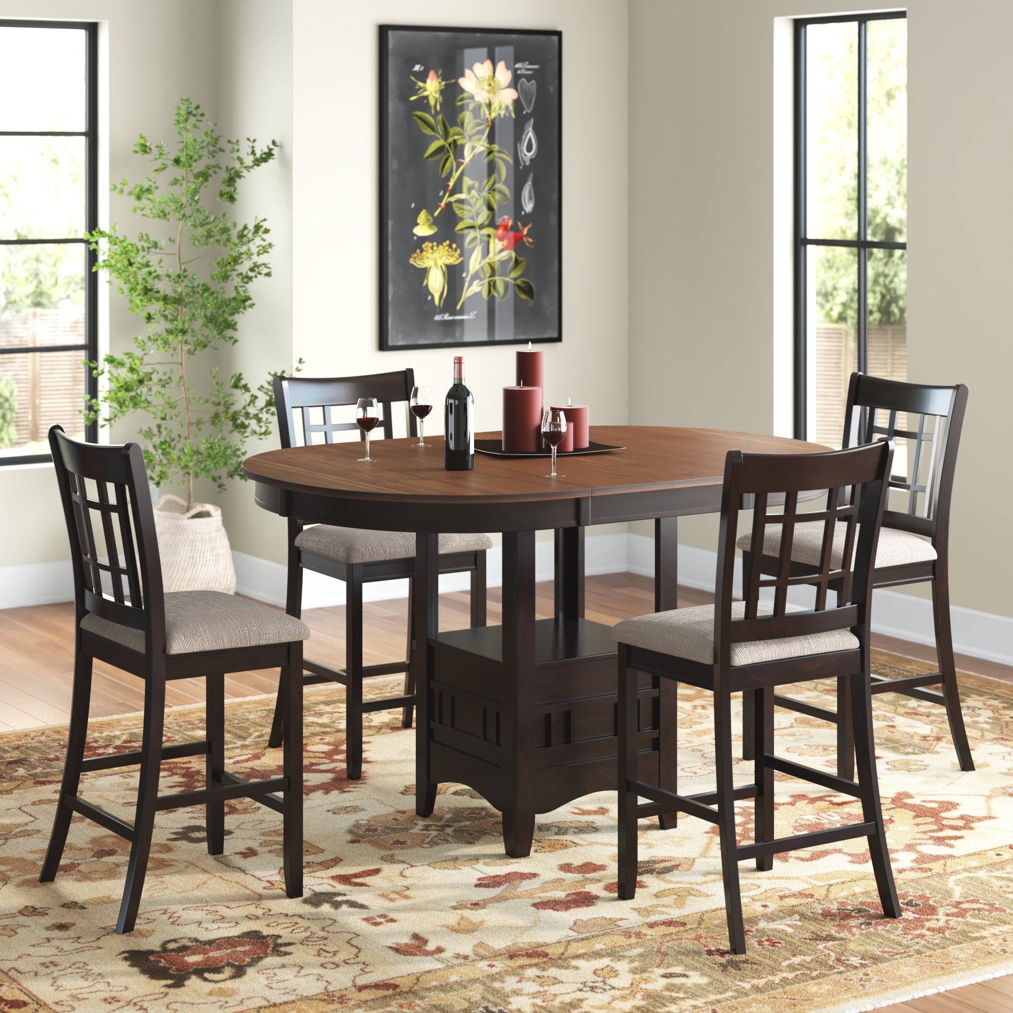 Three Posts™ Almaden Counter Height Extendable Dining Set | Wayfair
