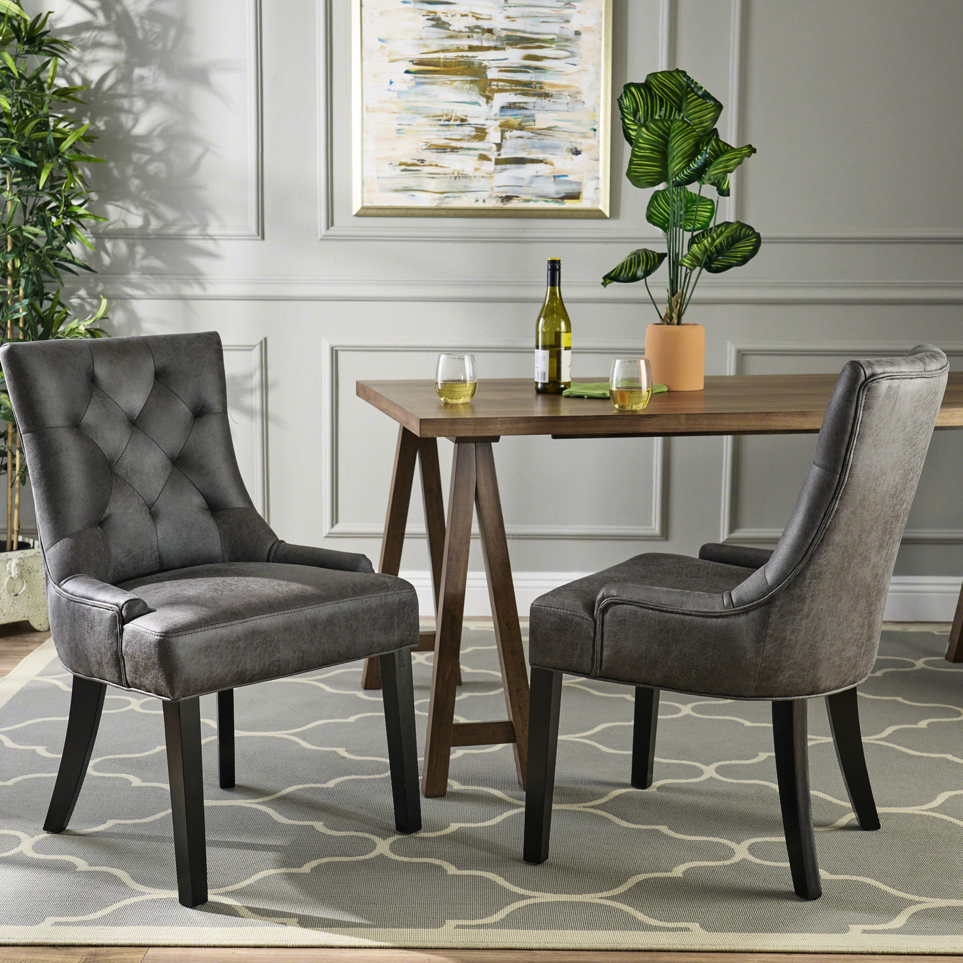 Lark Manor Slate Coloured Dining Chair (2pcs) - Ergonomic, Build Of 2 ...