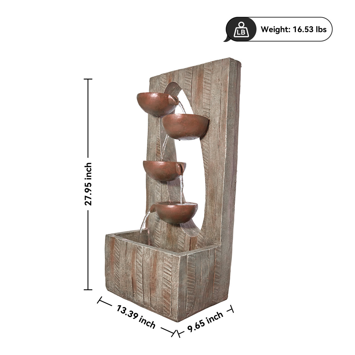 Red Barrel Studio® Three Cascading Basins Fountain Weather Resistant ...