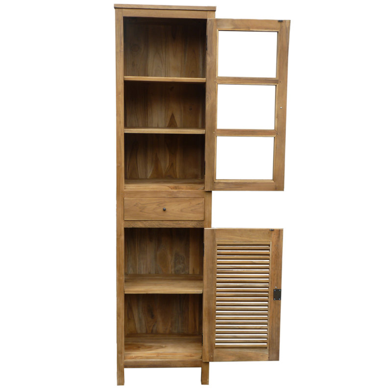 Chic Teak Recycled Teak Wood Lumbrera Vertical Bathroom Linen Cabinet ...