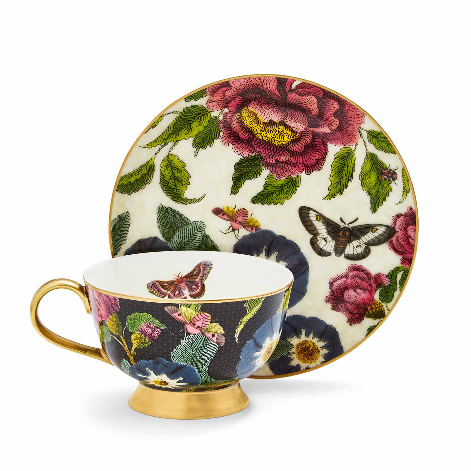 Spode Creatures Of Curiosity Tea & Sauc Cpe 7Oz (Blk/Crm) | Wayfair