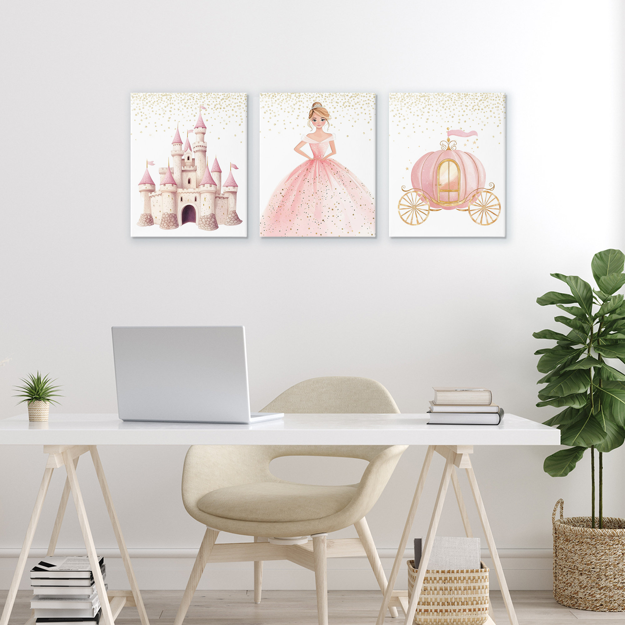Red Barrel Studio Princess Dreams Collection 3pc Canvas Set, design by ...
