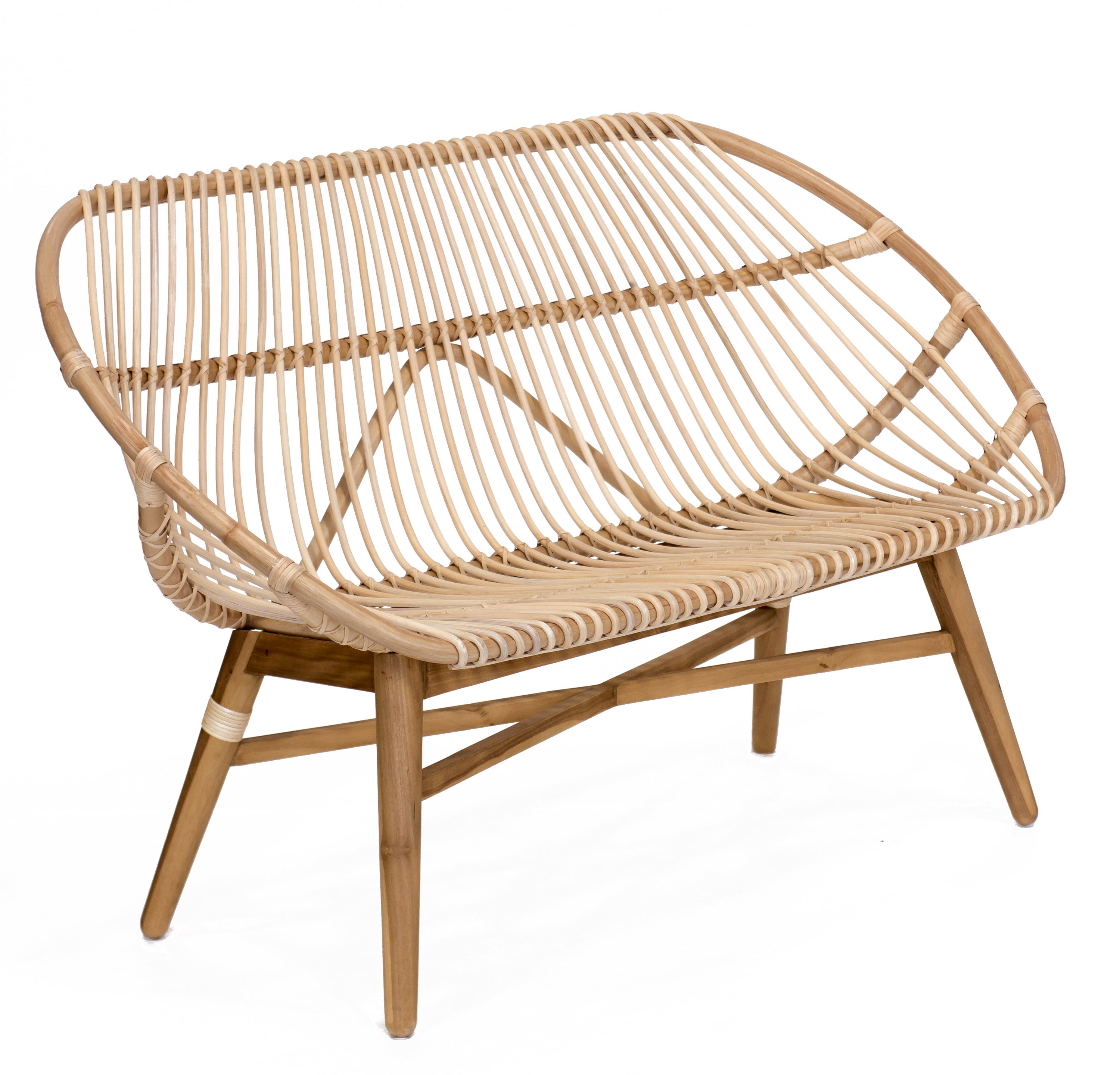 Bayou Breeze Allan Rattan Park Bench | Wayfair