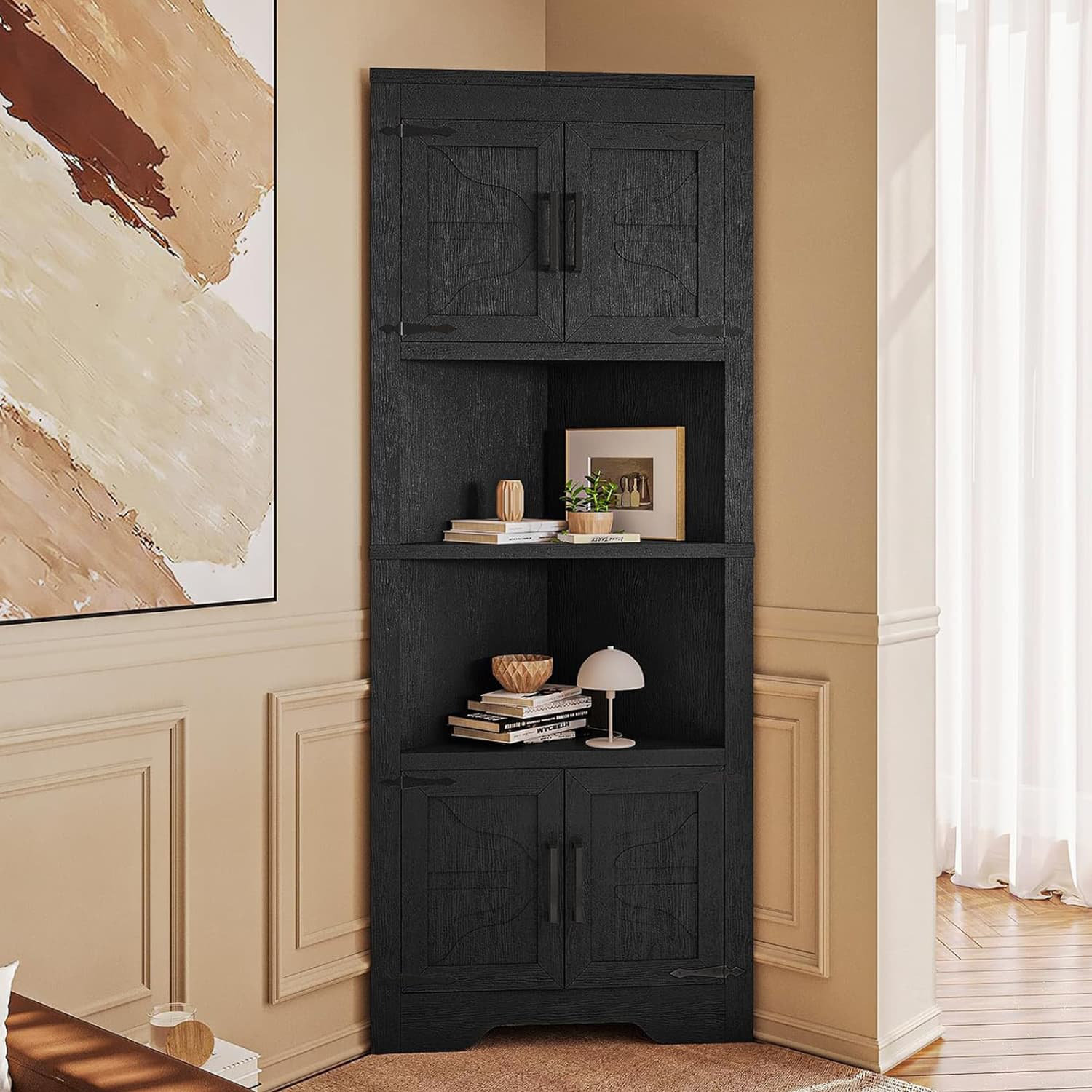 Latitude Run® Corner Cabinet, Corner Locker, Corner Shelf With 4 Doors ...
