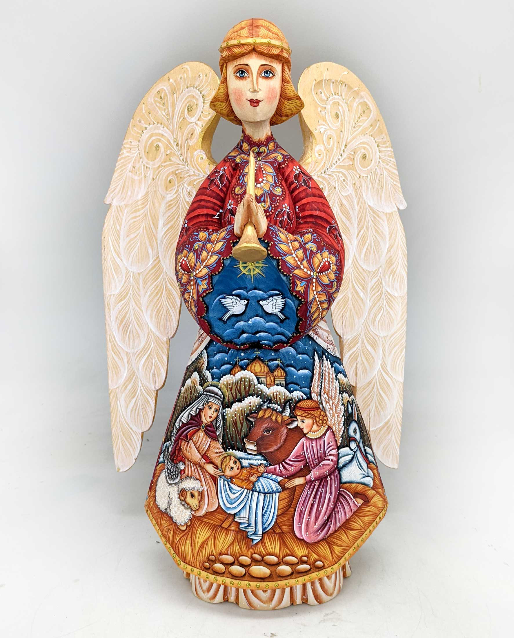G Debrekht Masterpiece Wood Carved the Good Shepherd's Crib Angel ...