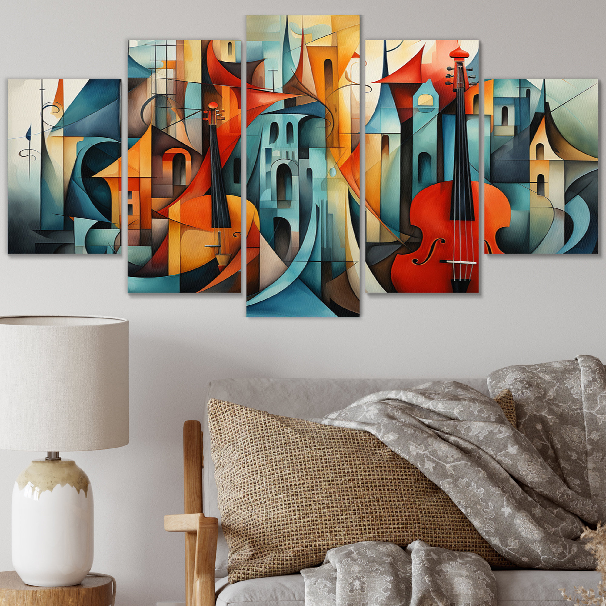 Design Art Cubism Music Forms III - Cubism Metal Wall Decor Set 5 | Wayfair