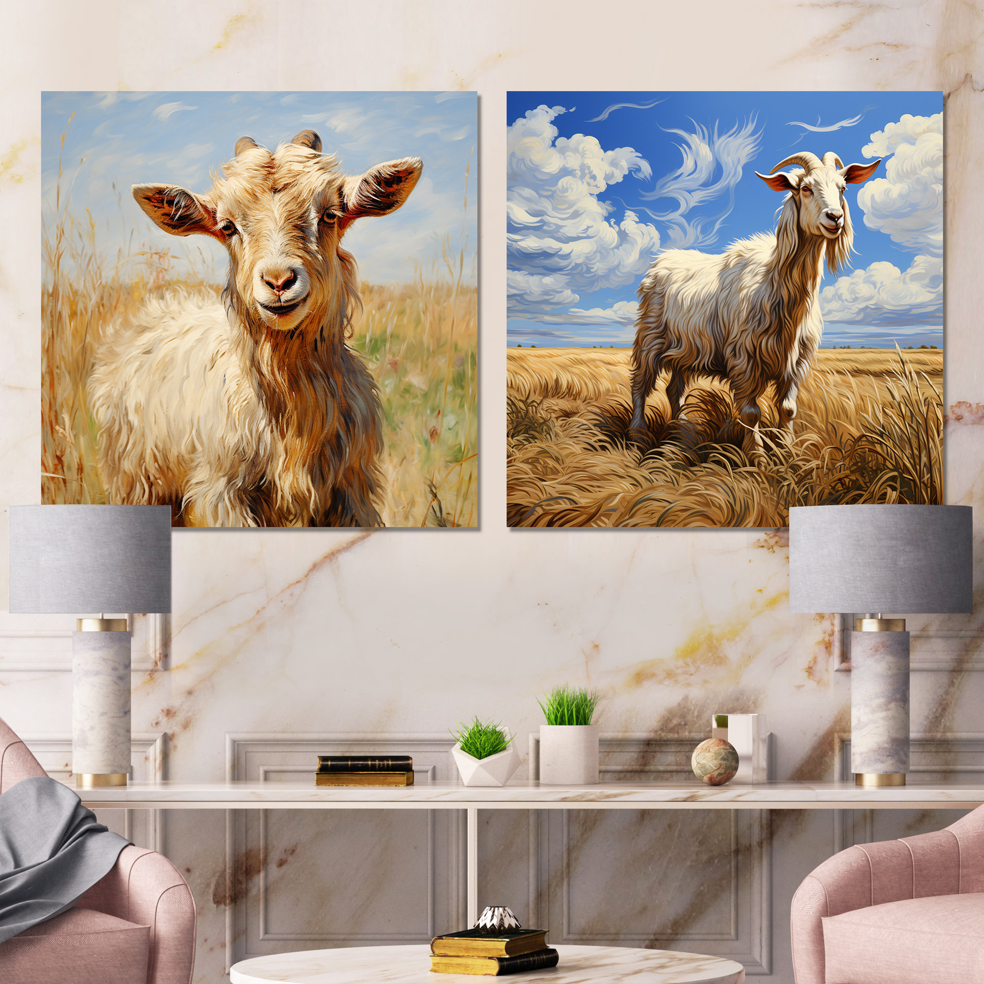 August Grove® Cute Goat In Country Field I - Goat Metal Wall Art Living ...