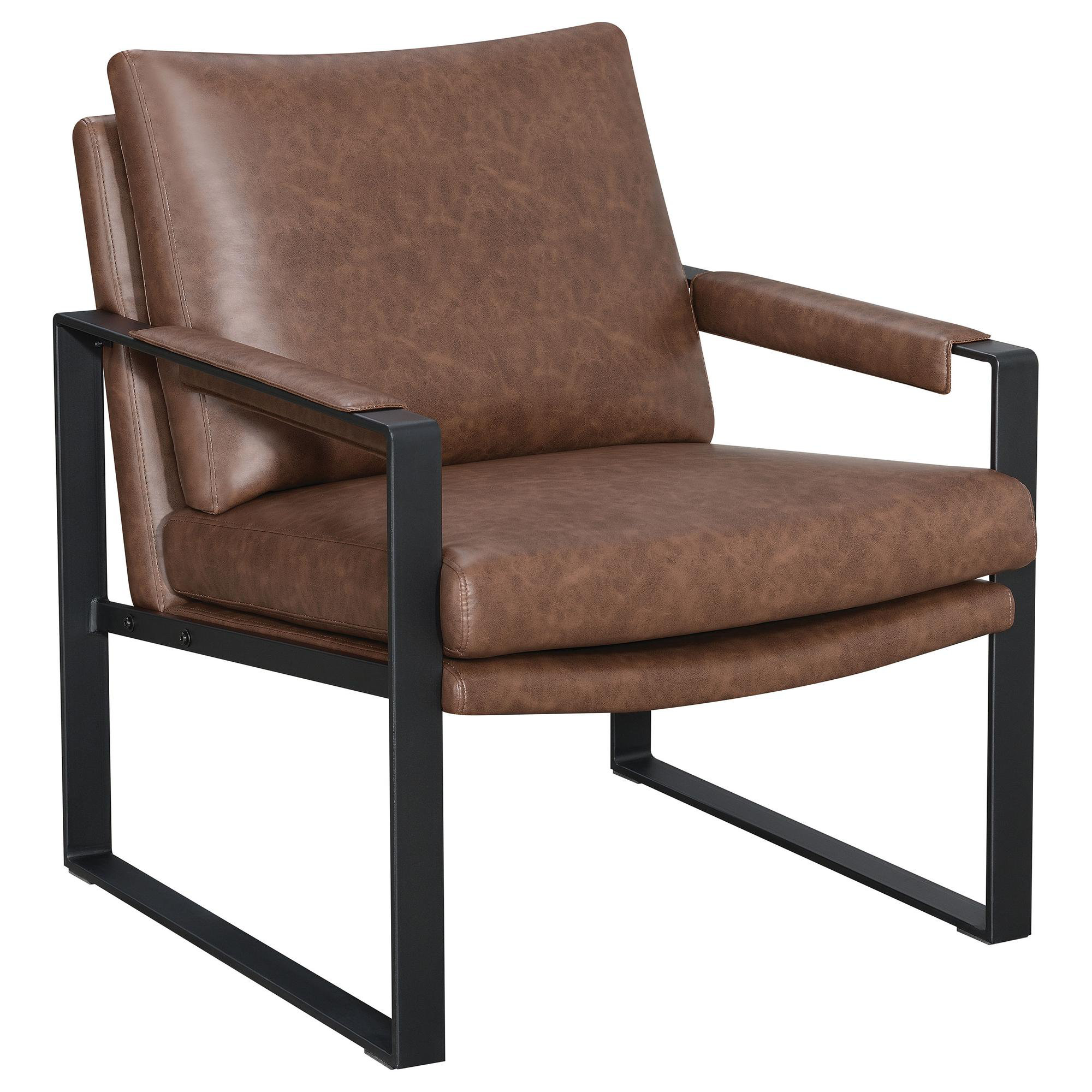 Latitude Run® Starkston Umber Brown Upholstered Track Arm Accent Chair ...